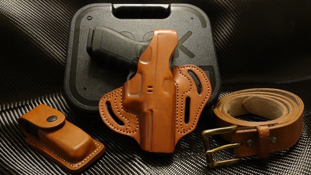 Leather Holster + Mag Pouch + Belt for Glock G17,G19,G22,G23,G31 - Etsy