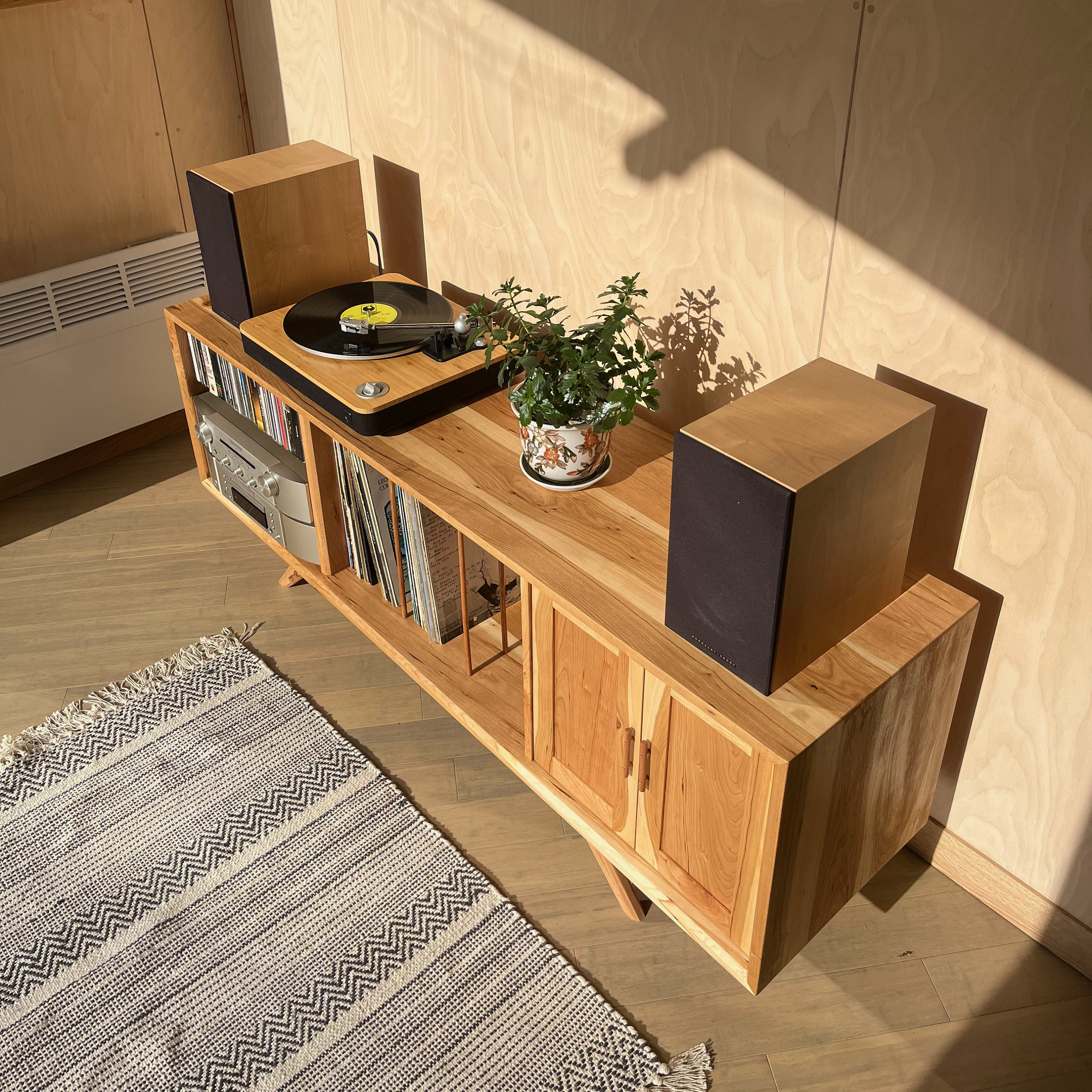 Bespoke Mid-century Record Player Cabinet, Vinyl & Media Storage. Solid ...