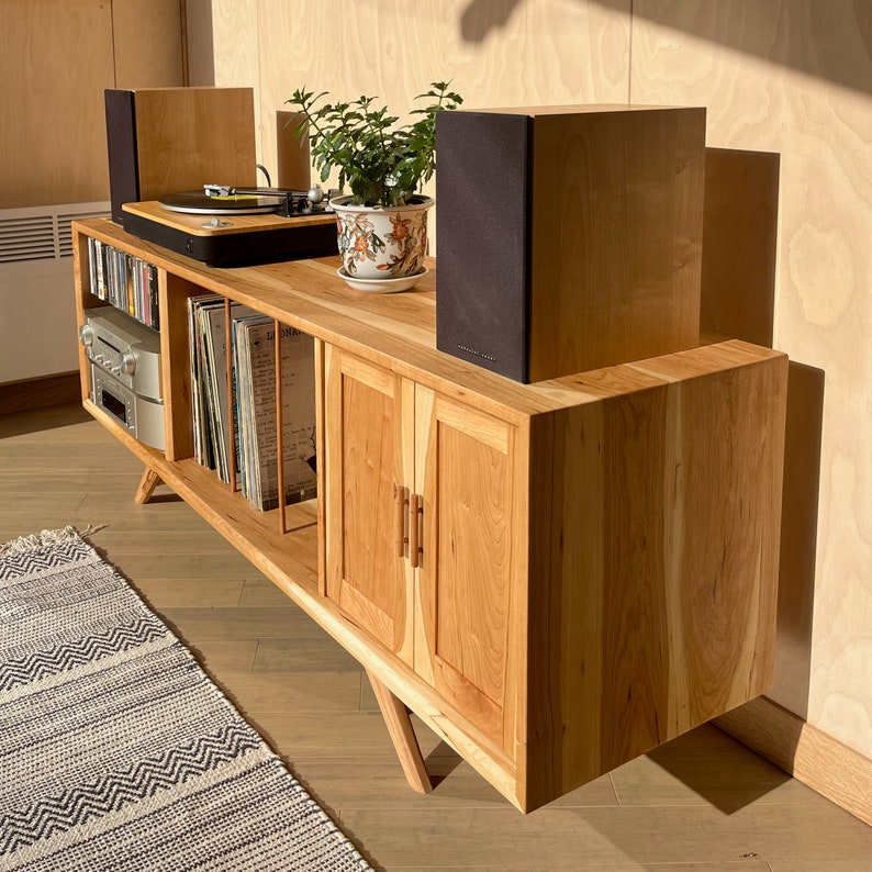 Bespoke Mid-century Record Player Cabinet, Vinyl & Media Storage. Solid ...