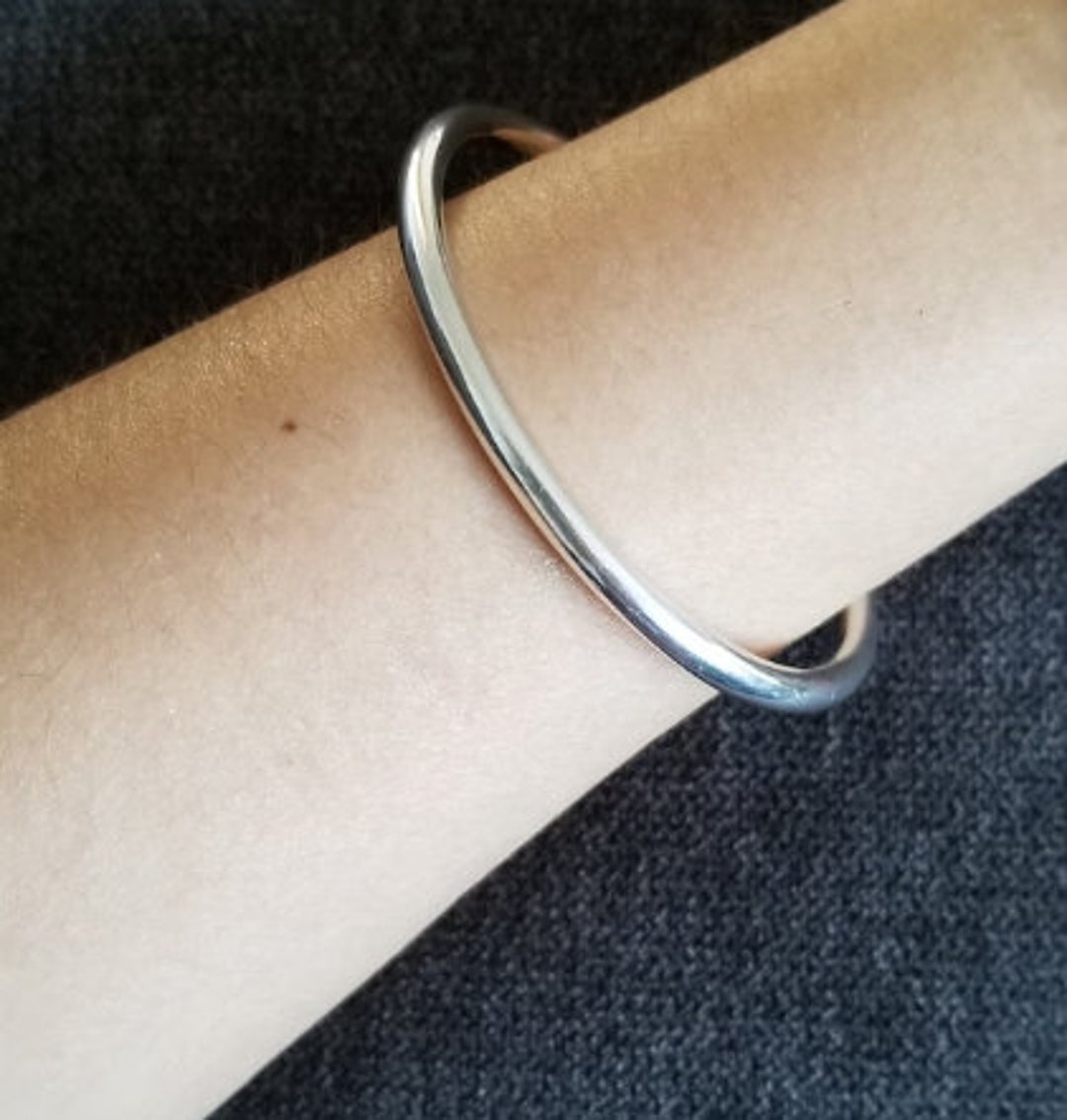 Solid Sterling Silver Round Bangle, Plain Simple Bangle, 5 MM Wire ...