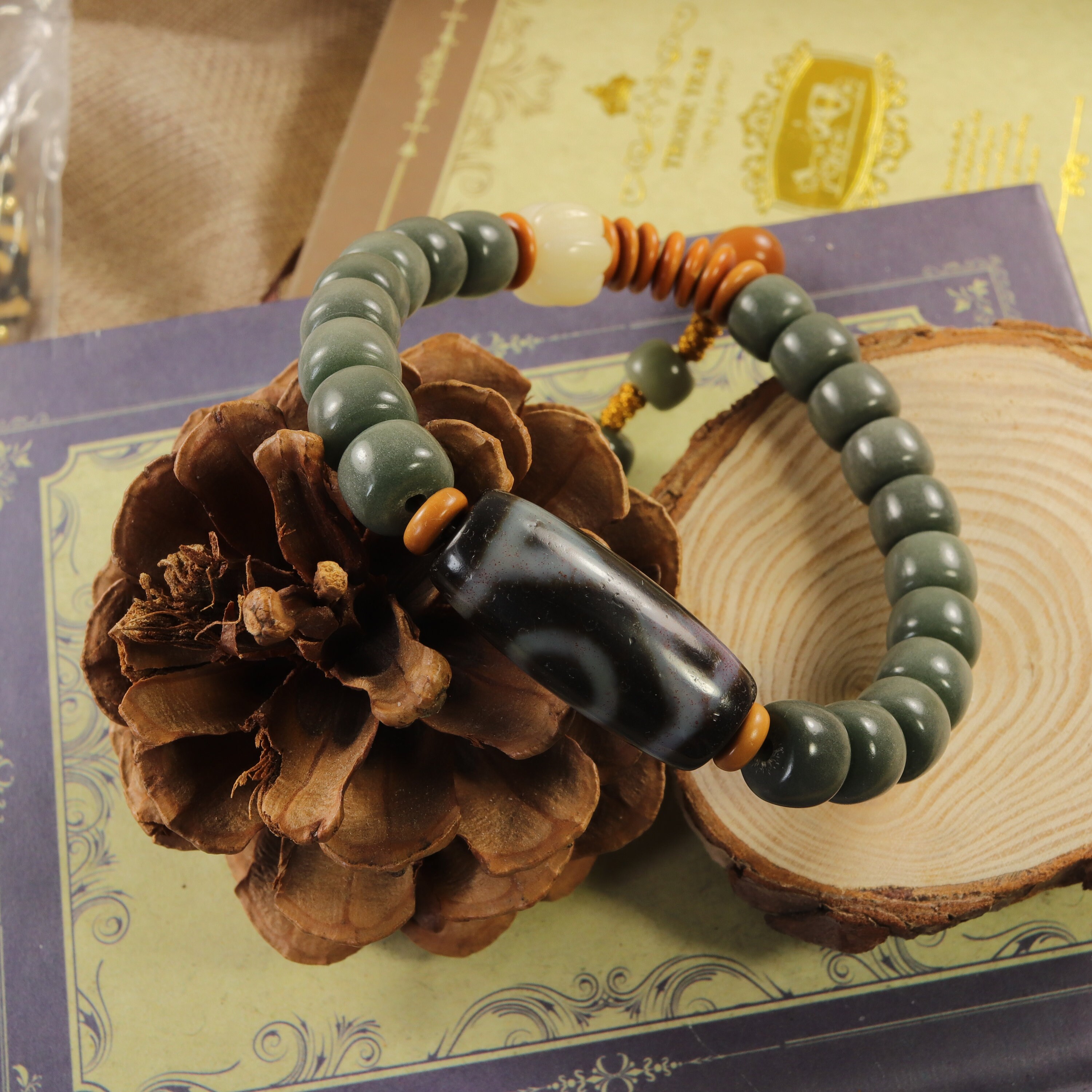 Tibetan Two Eye Two Strip Amulet Dzi Bead Bracelet - Etsy