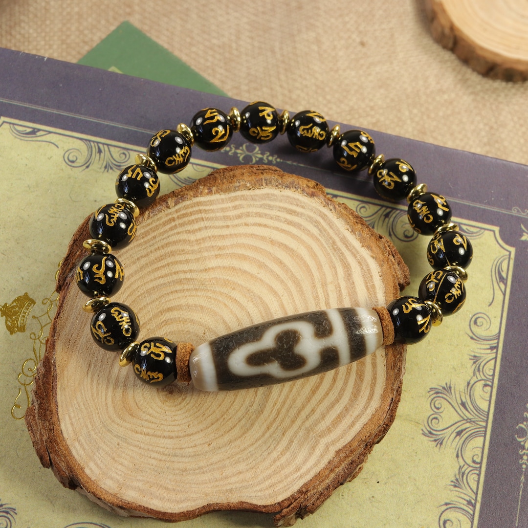 Tibetan Bodhi Tree One Stripe OR Five Eyes Two Strips Amulet Dzi Bead ...