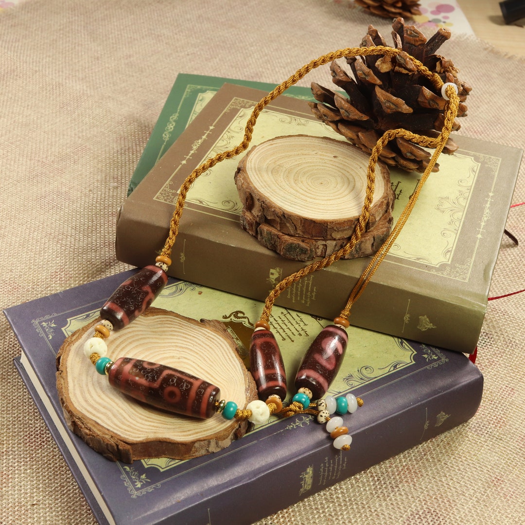 Tibetan Six Eye, Lucky Hook, Tara, Vajra Amulet Dzi Bead Necklace - Etsy