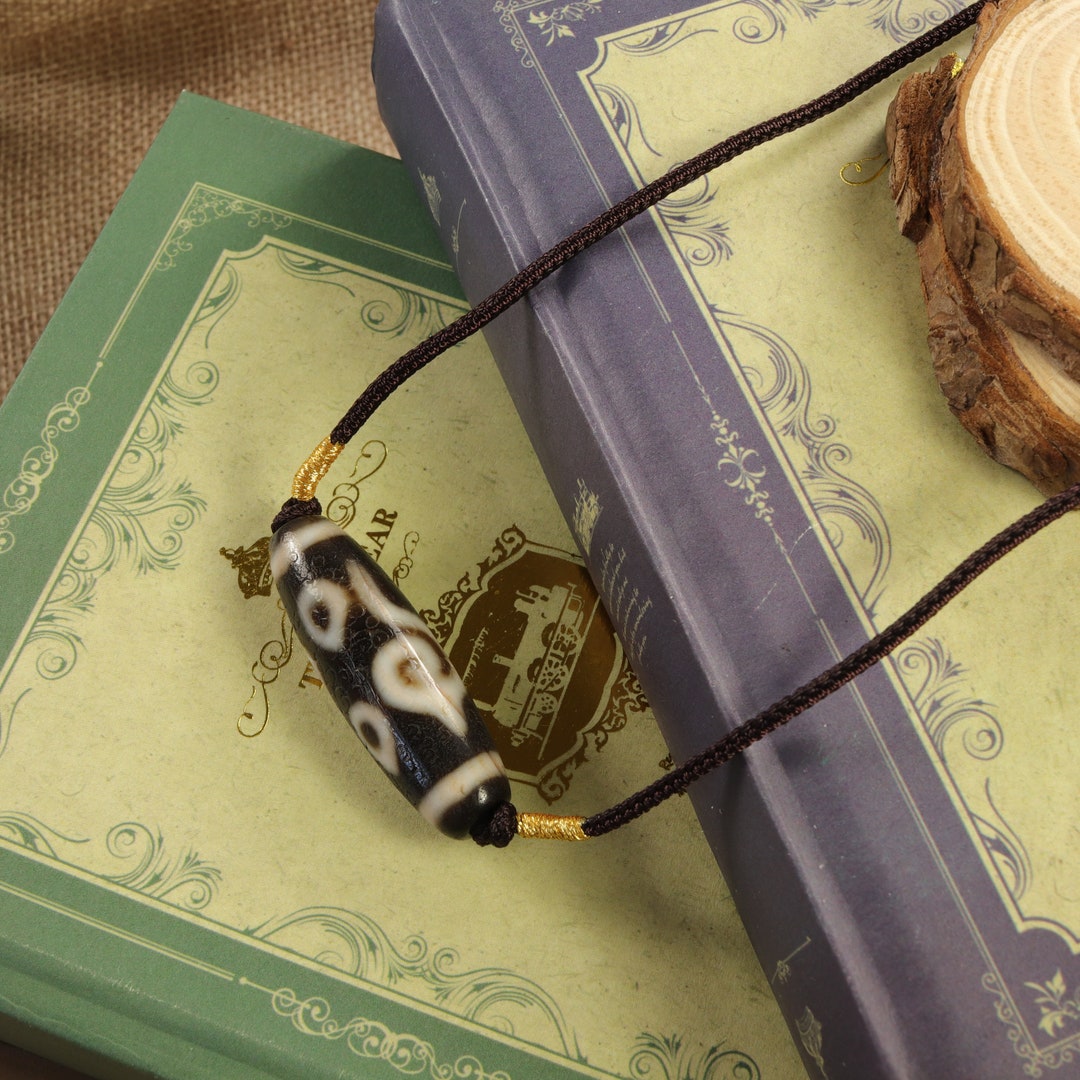 Tibetan Prajna Dharma Eye Motif Amulet Dzi Bead Necklace - Etsy