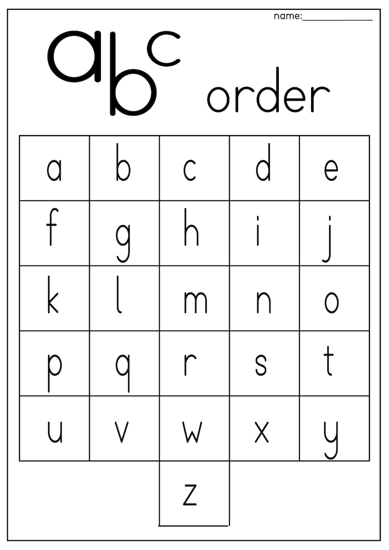 6 Printable ABC Order Work Mats/worksheets. Preschool-kindergarten ...