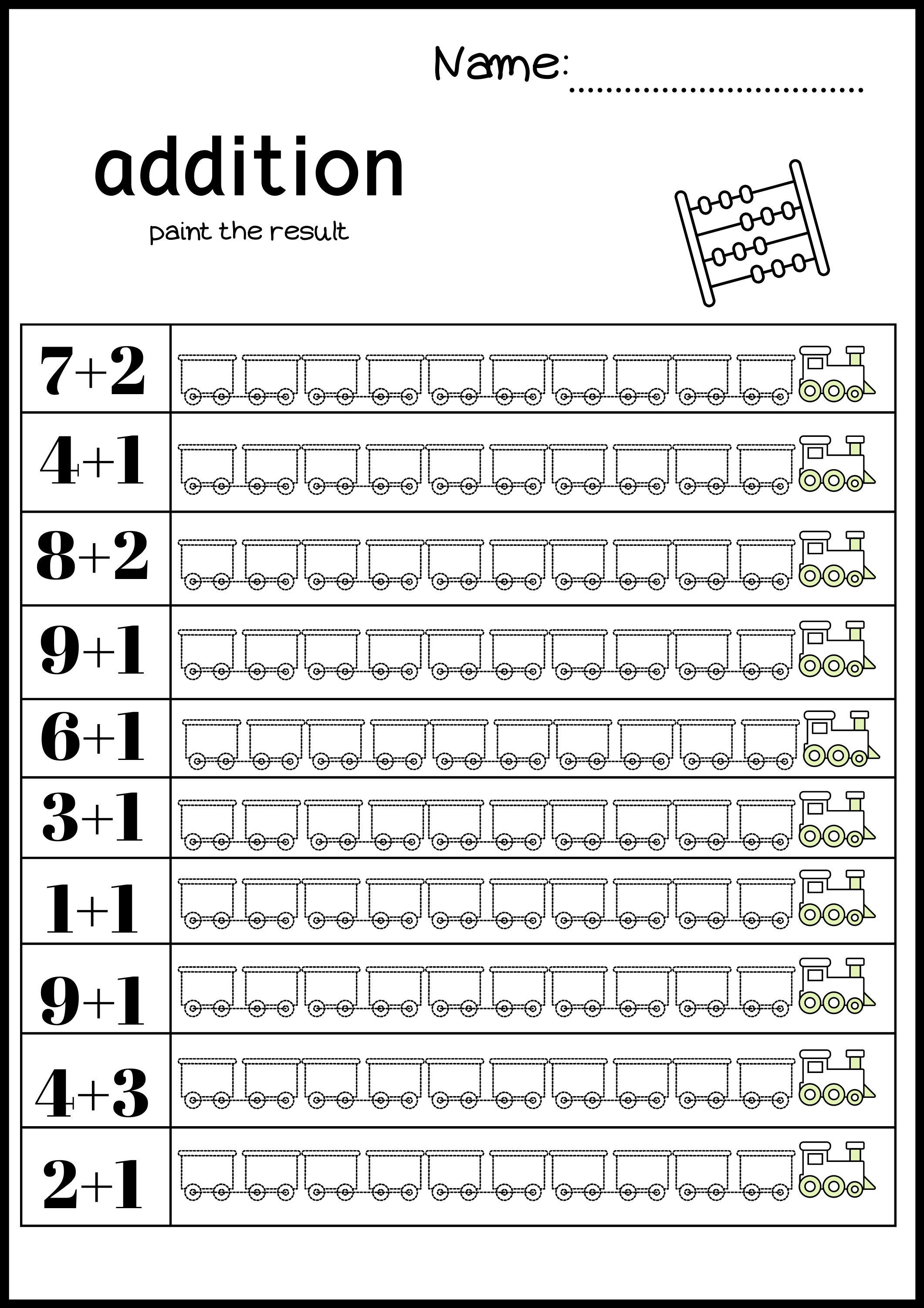 10 Pages Addition Printable Mats /digital Home Work/coloring Train ...