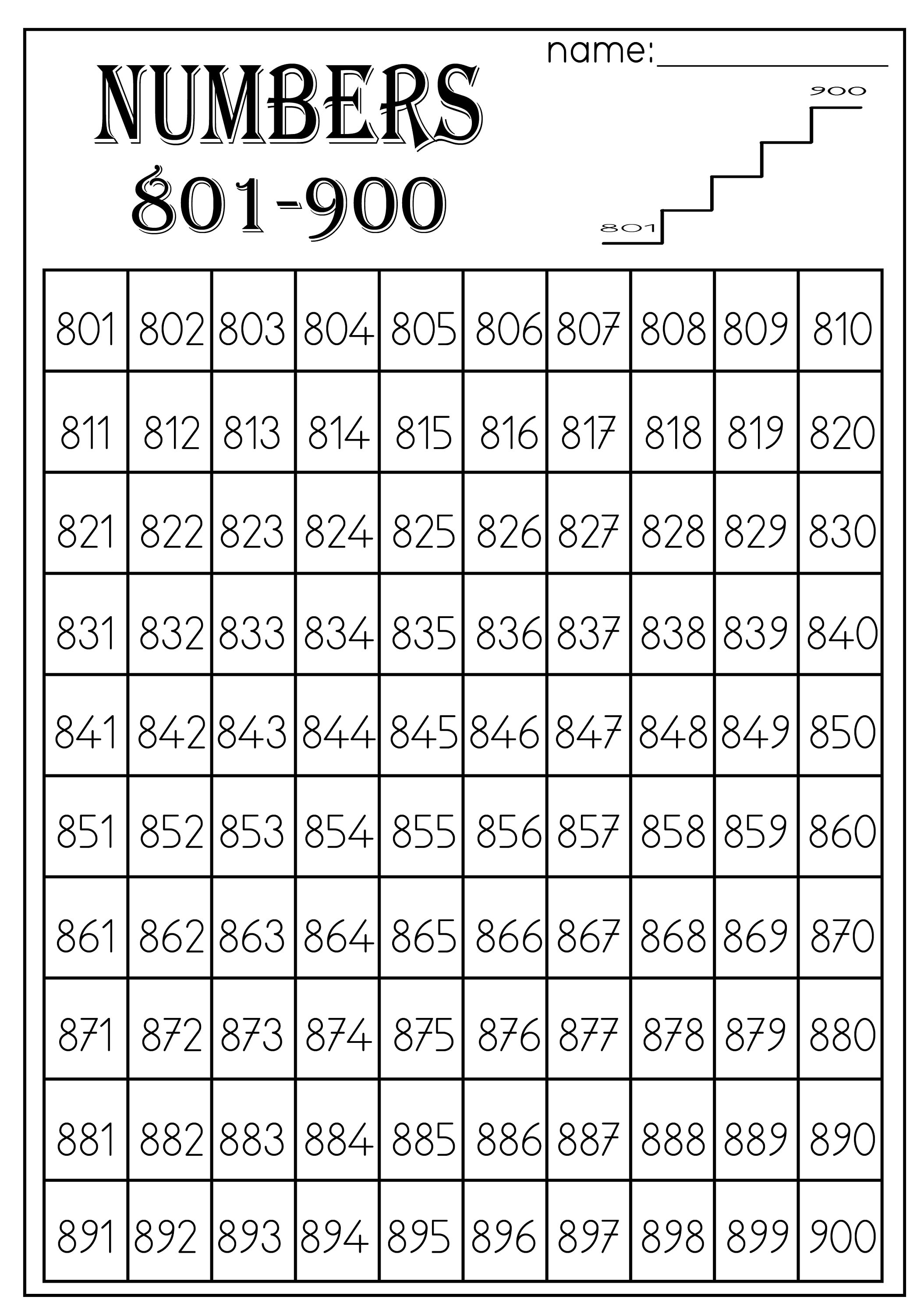 1-1000 Numbers Printable 10 Pages Worksheet - Etsy