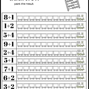 10 Pages Addition Printable Mats /digital Home Work/coloring Train ...