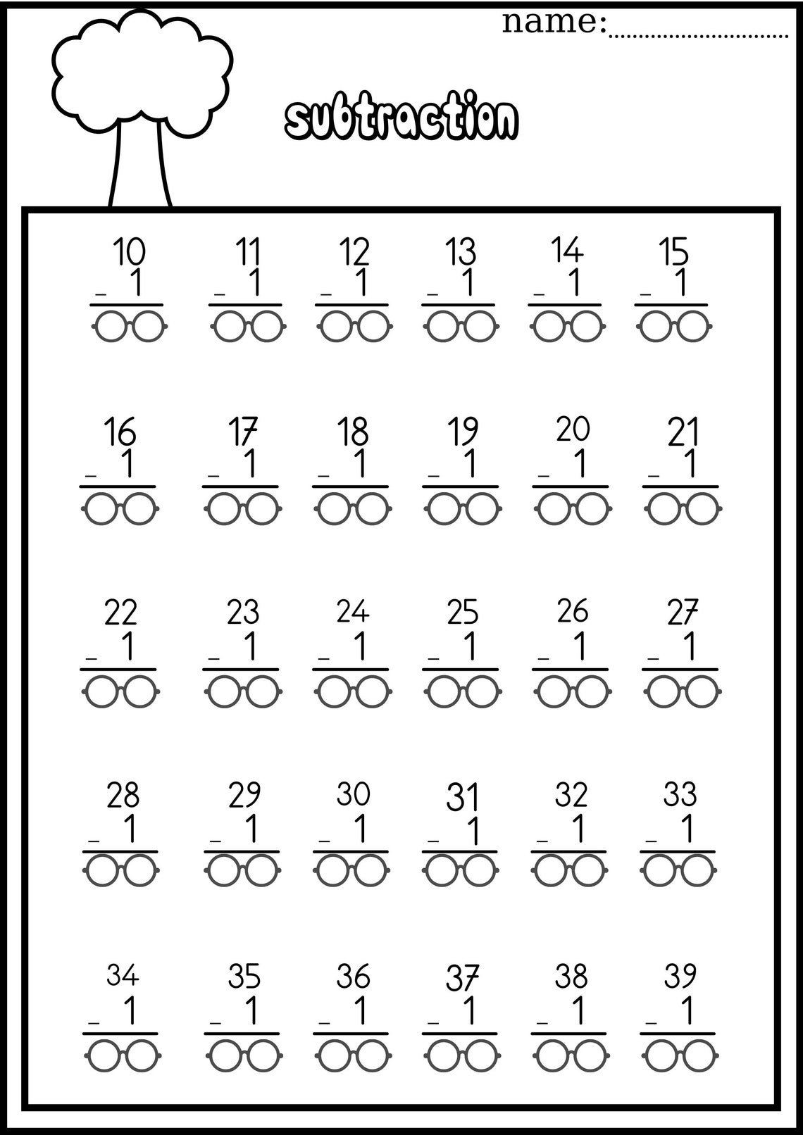 16 Pages Subtraction/printable Worksheet /work Page/homework - Etsy