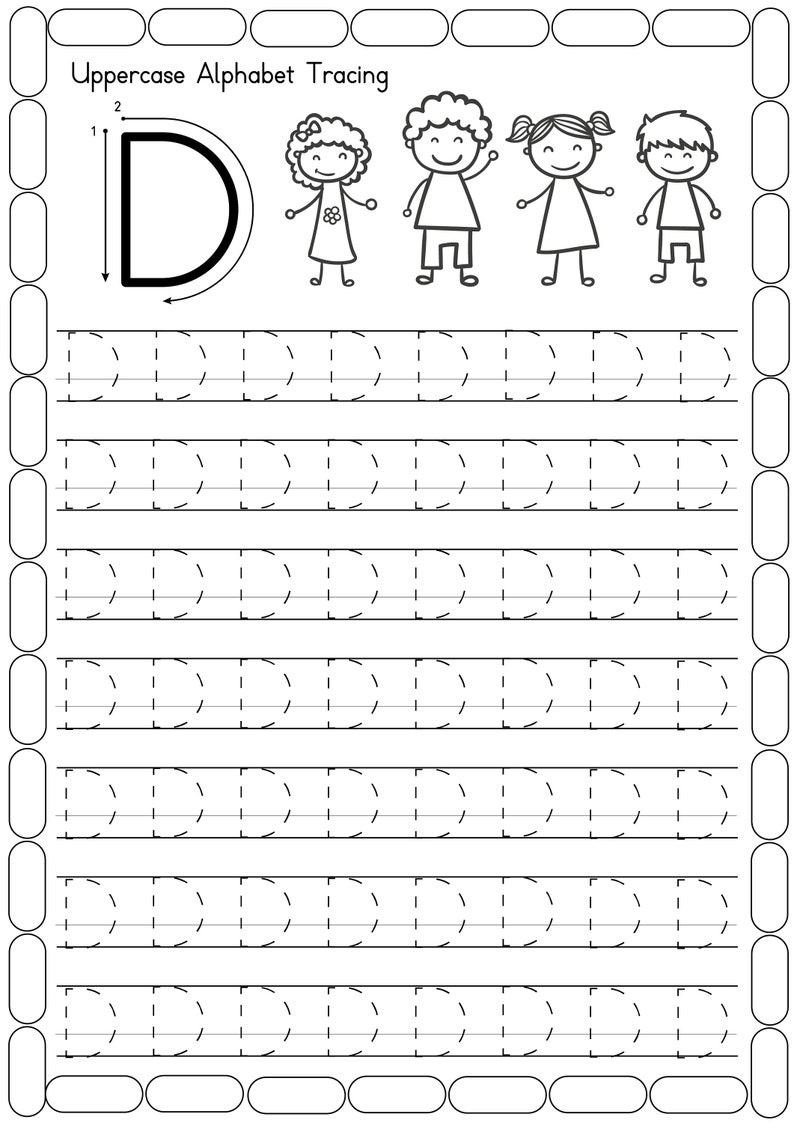 Alphabet Tracing Worksheets: 26 Printable Uppercase Pages (PDF) - Etsy