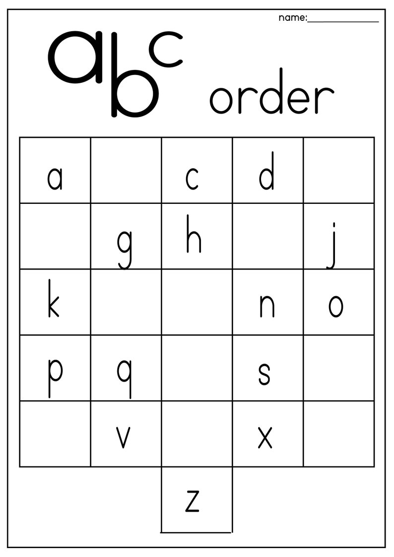 6 Printable ABC Order Work Mats/worksheets. Preschool-kindergarten ...
