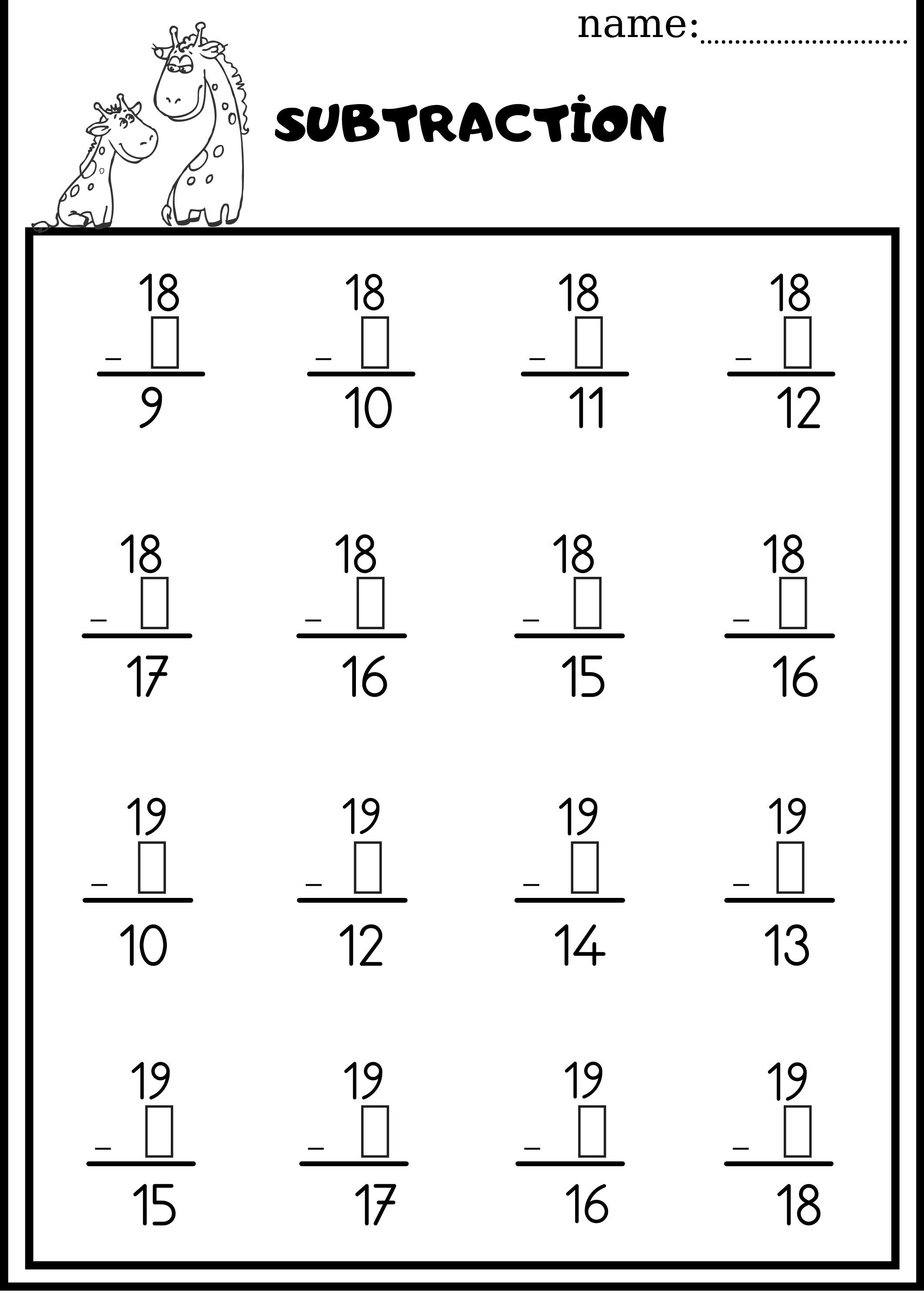 10 Pages Subtraction Worksheet/ Homework /extraction Process - Etsy