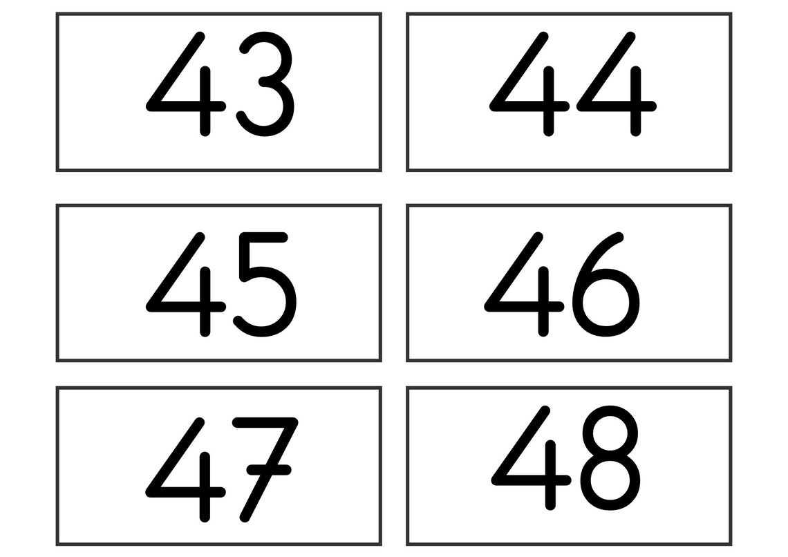 1-100 Numbers Printable Flash Card - Etsy