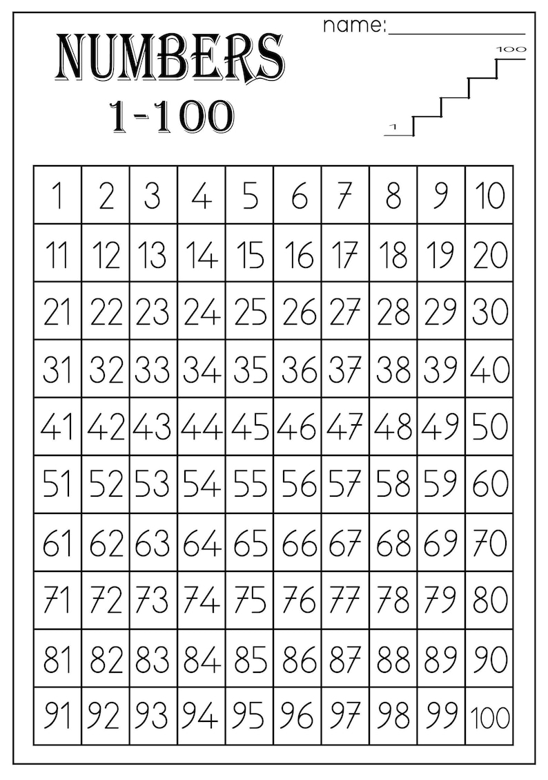 1-1000 Numbers Printable 10 Pages Worksheet - Etsy