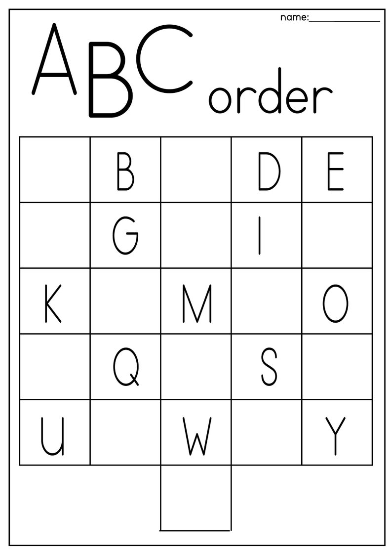 6 Printable ABC Order Work Mats/worksheets. Preschool-kindergarten ...
