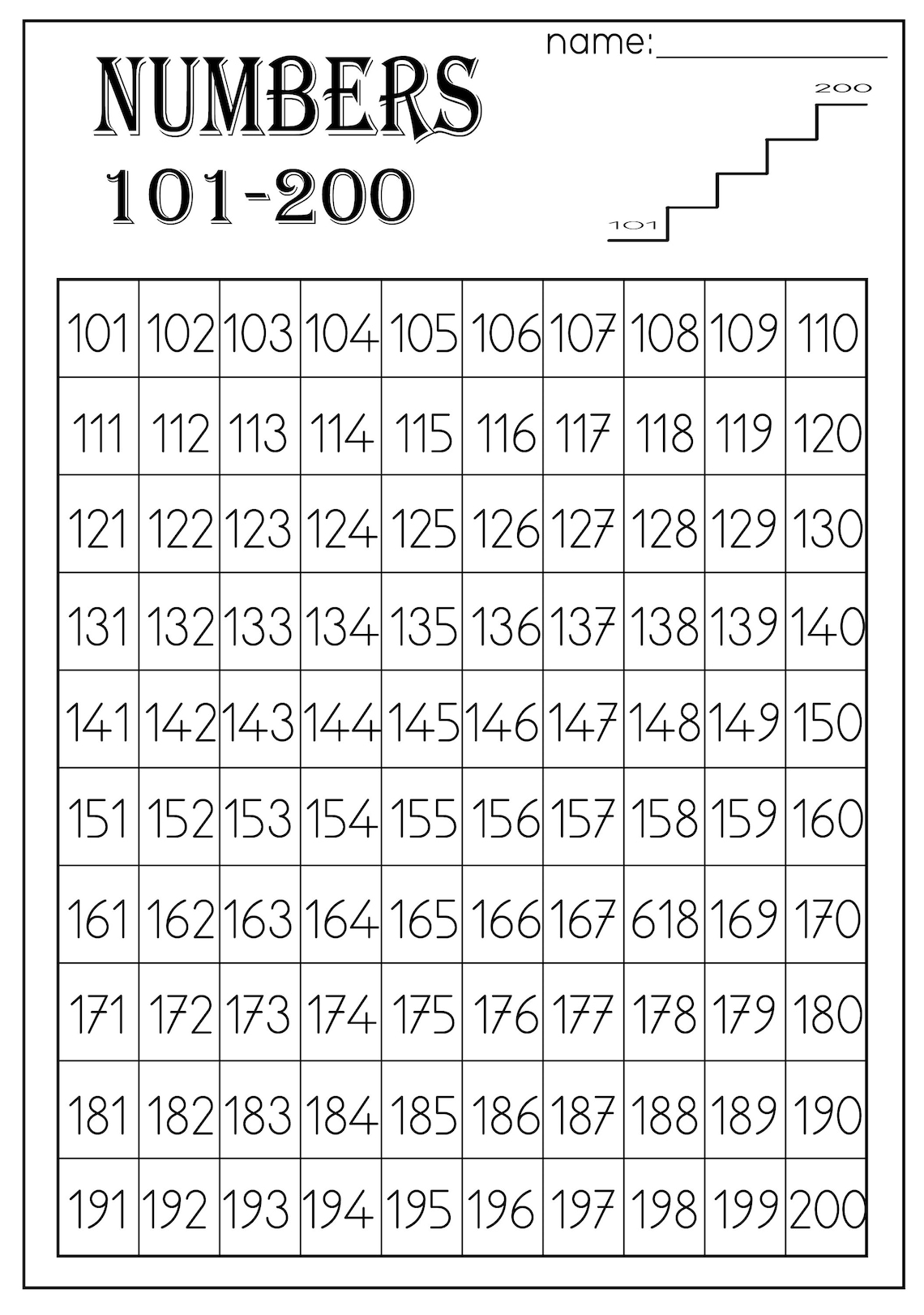 1-1000 Numbers Printable 10 Pages Worksheet - Etsy