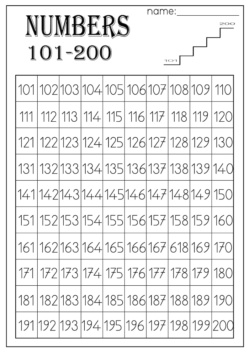 1-1000 Numbers Printable 10 Pages Worksheet - Etsy