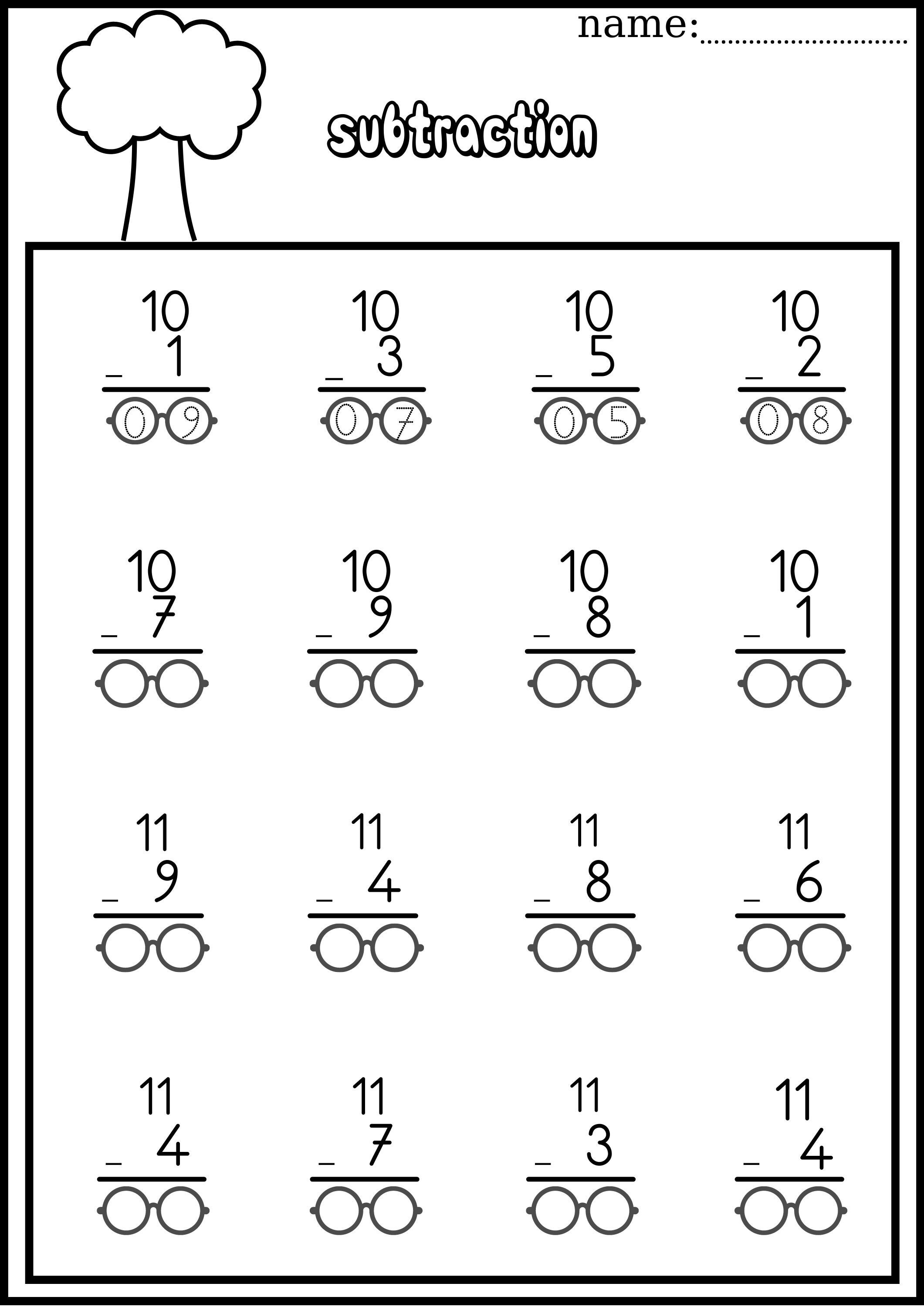 16 Pages Subtraction/printable Worksheet /work Page/homework - Etsy