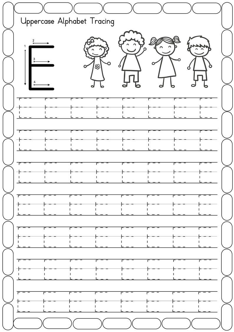 Alphabet Tracing Worksheets: 26 Printable Uppercase Pages (PDF) - Etsy