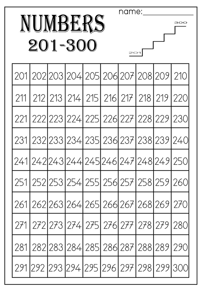1-1000 Numbers Printable 10 Pages Worksheet - Etsy