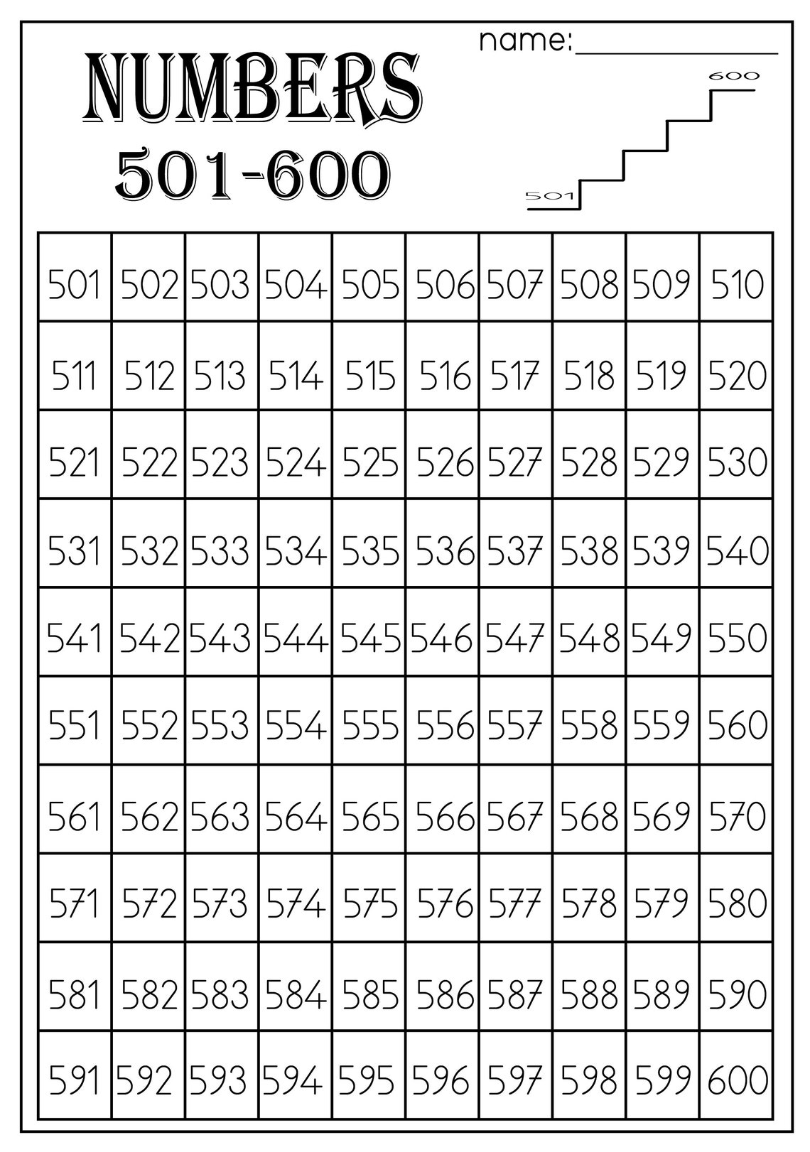 1-1000 Numbers Printable 10 Pages Worksheet - Etsy