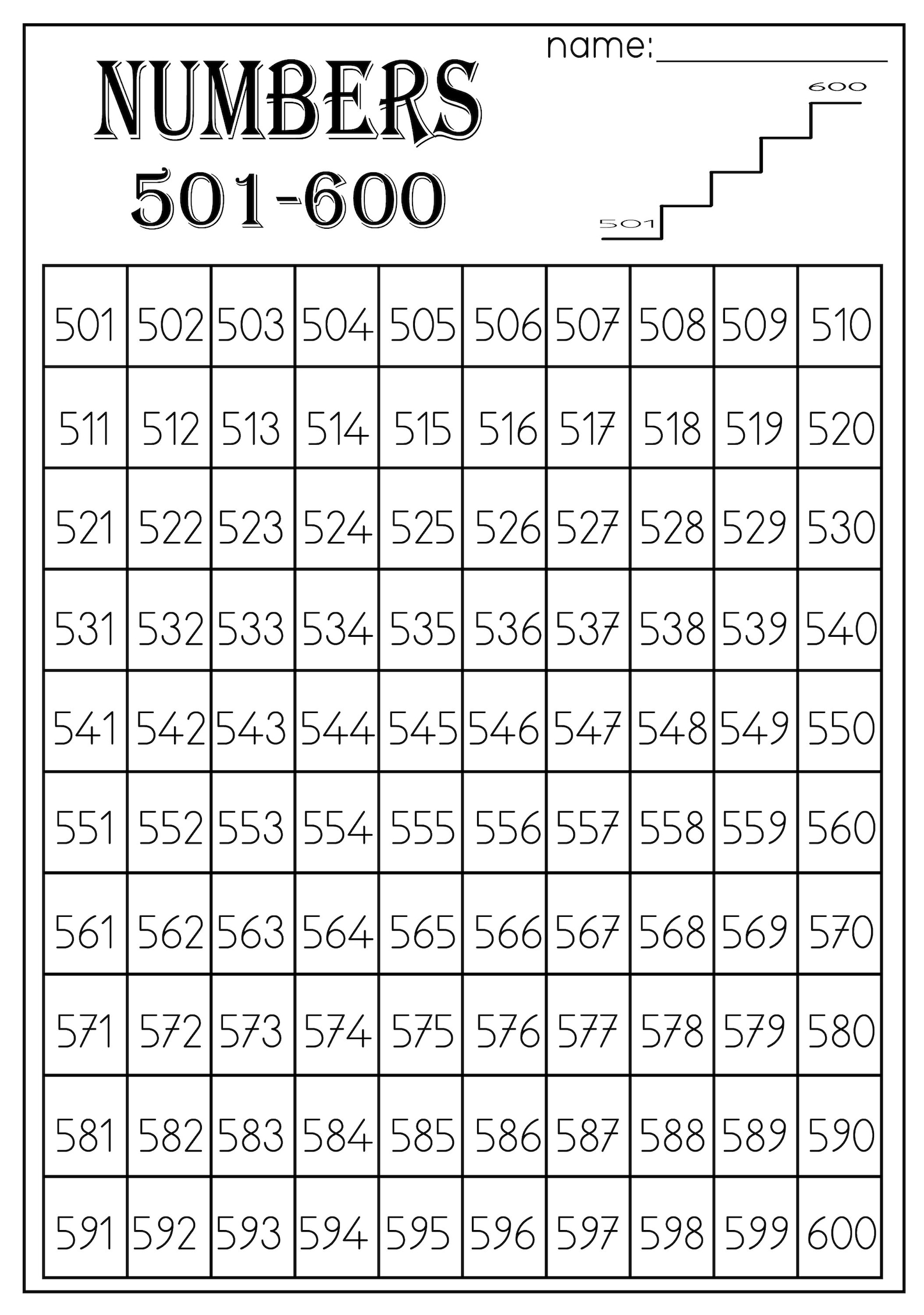 1-1000 Numbers Printable 10 Pages Worksheet - Etsy