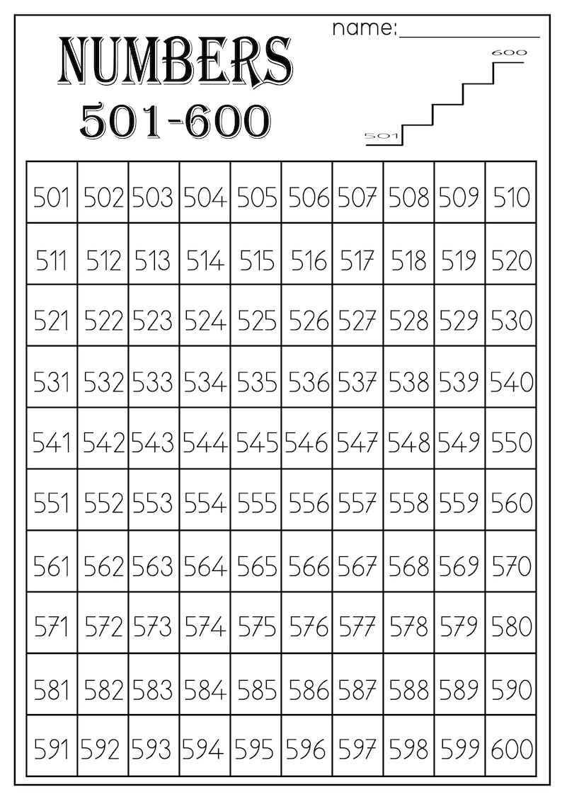 1-1000 Numbers Printable 10 Pages Worksheet - Etsy