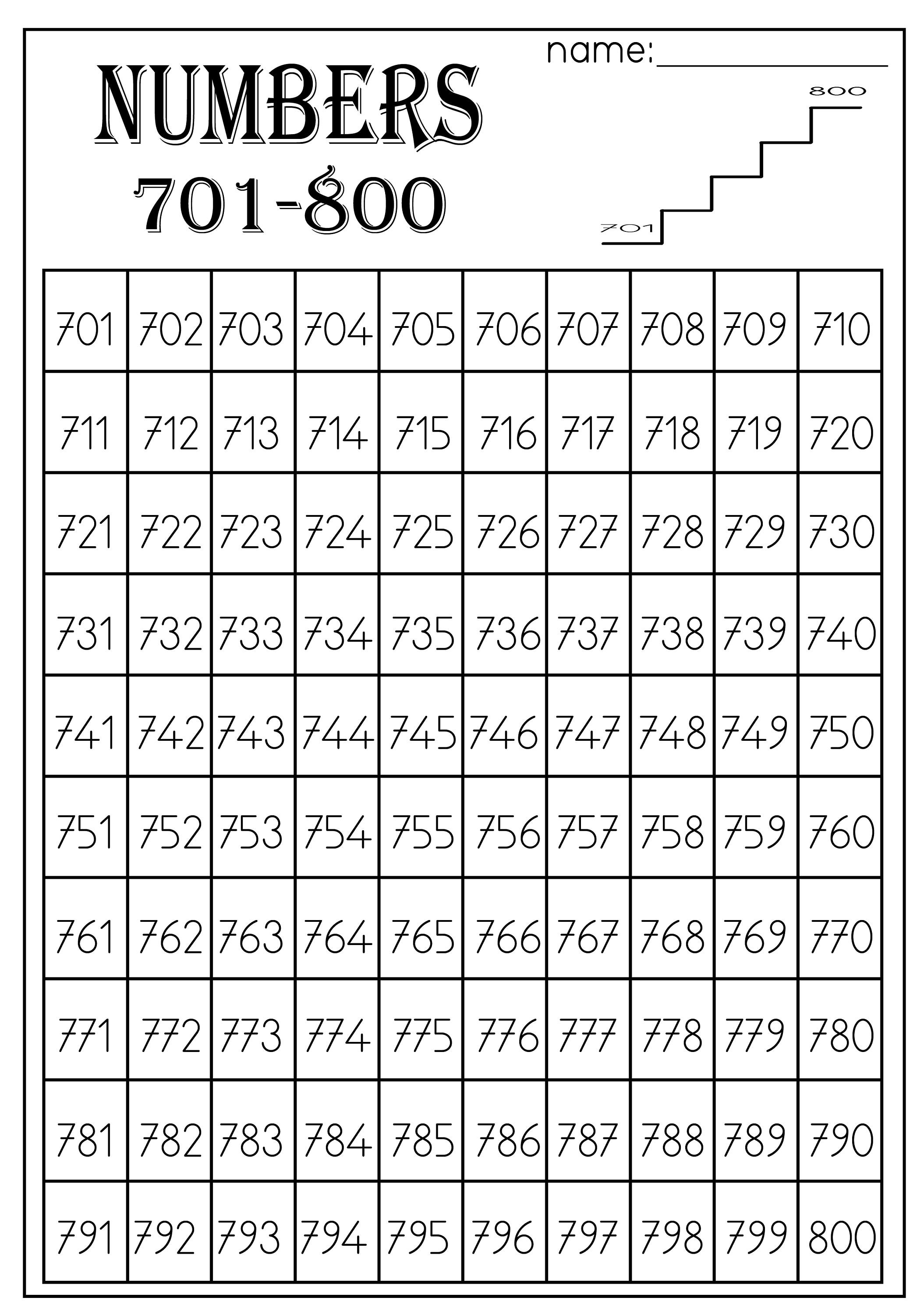 1-1000 Numbers Printable 10 Pages Worksheet - Etsy