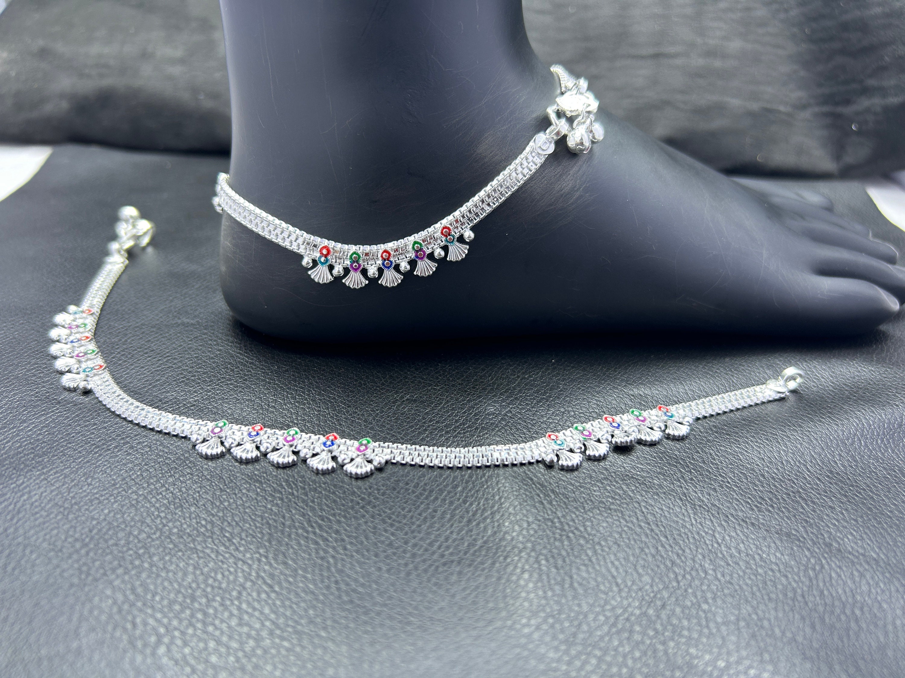 925 Sterling Silver Anklet, Designer Anklet, Handmade Silver Anklet ...