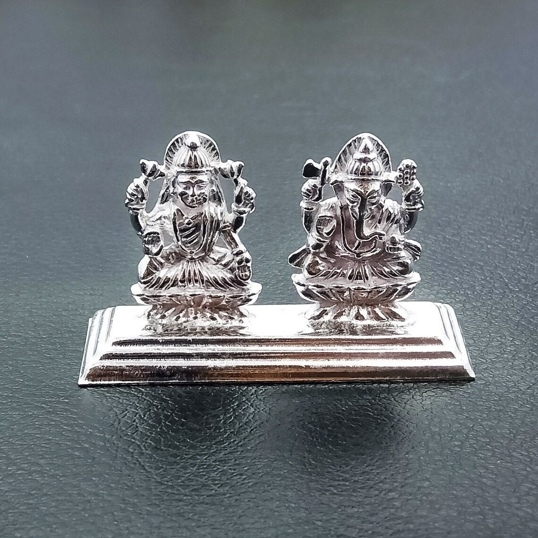 Silver Handmade Hindu Idols Laxmi and Ganesh Small Statue, Laxmi ...