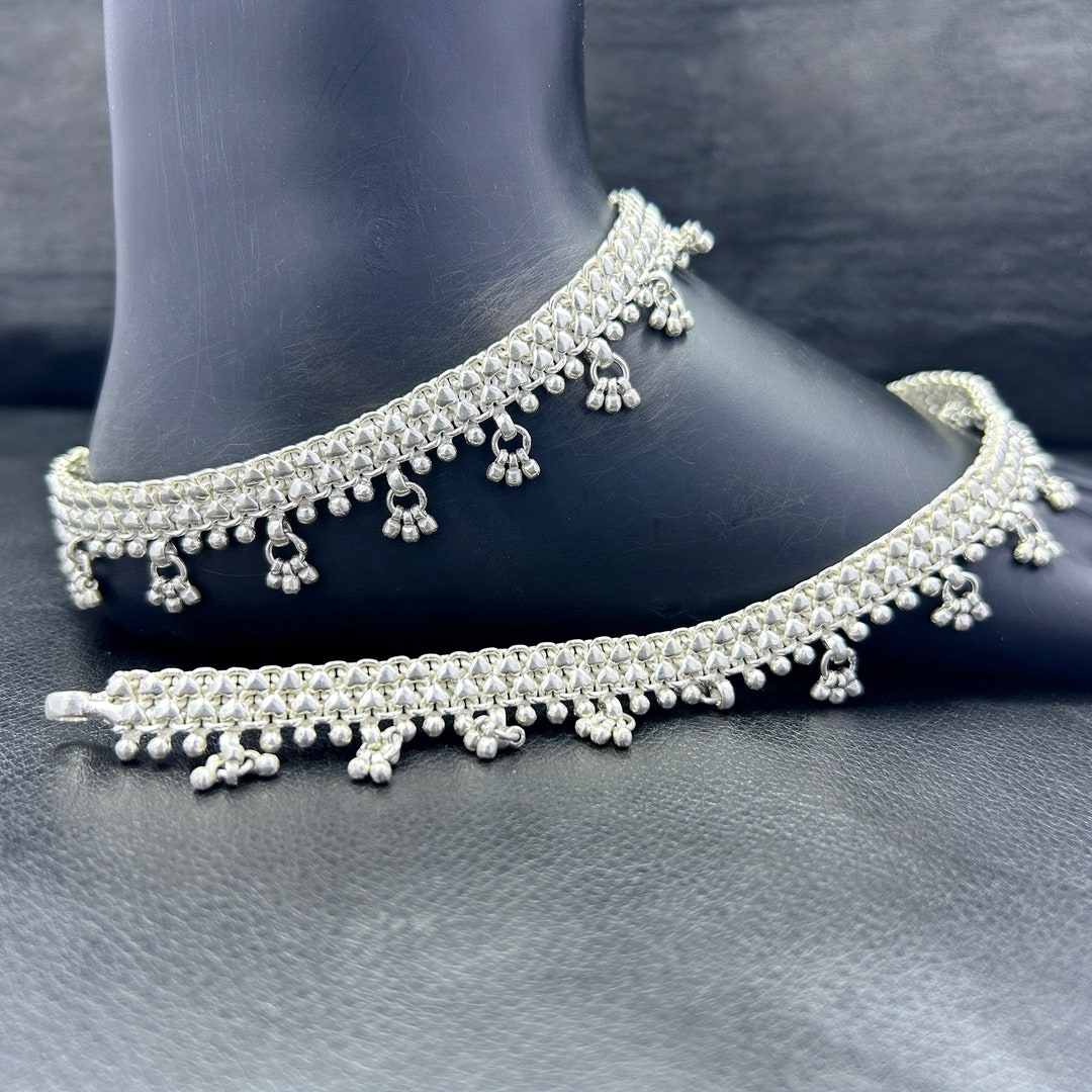 BIS Hallmarked Silver Anklet, Anklet With Bells, Tendy Indian Anklet ...