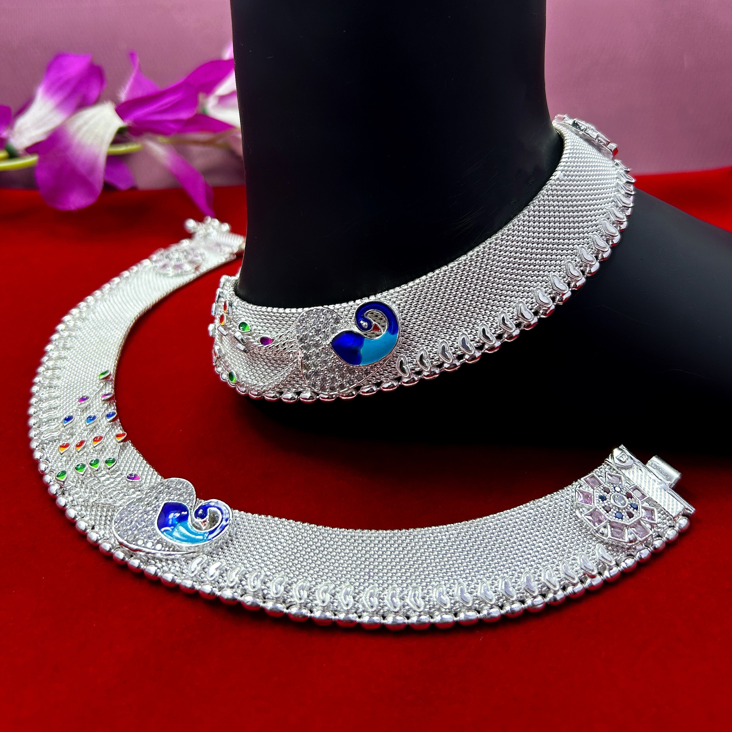 Pure Silver Anklet, Best Brides Ankle Jewelry, Heavy Bridal Screw Payal ...