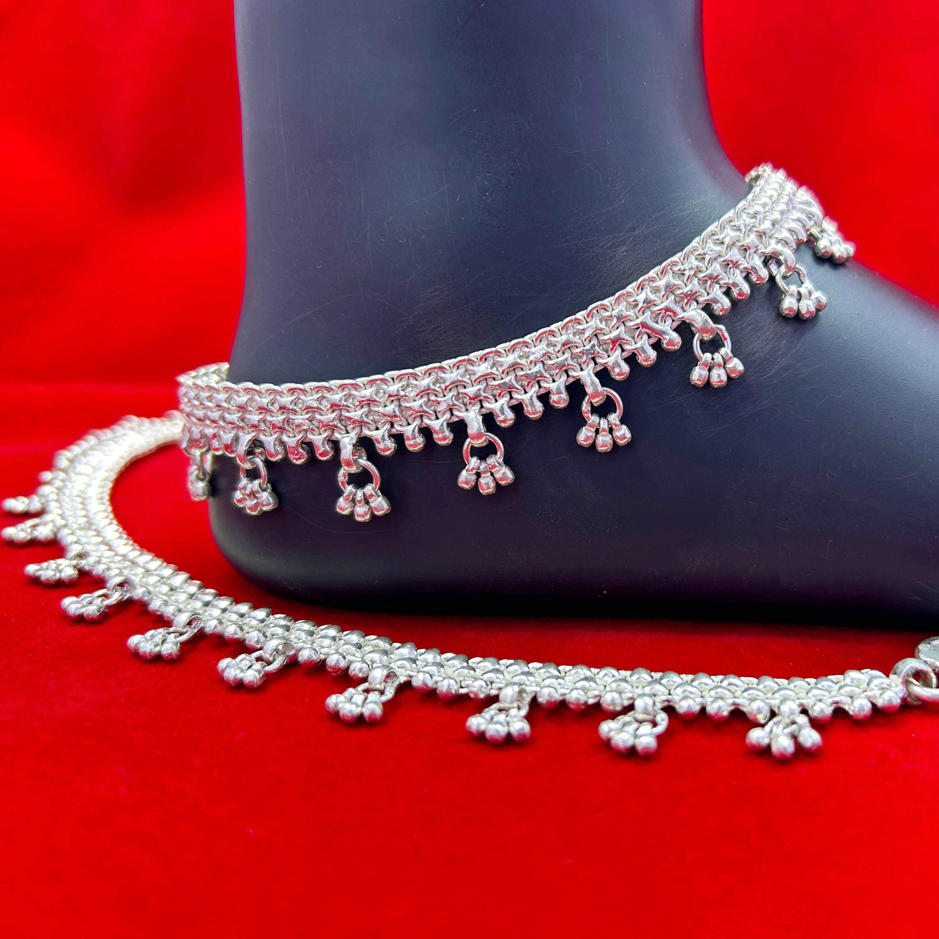 BIS Hallmarked Silver Anklet, Anklet With Bells, Tendy Indian Anklet ...