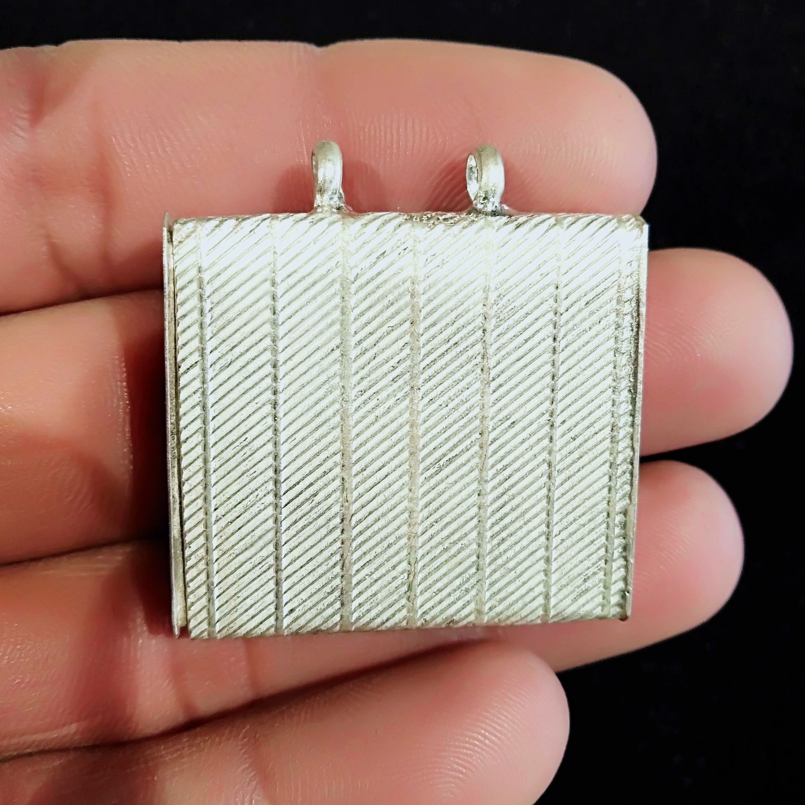 Silver Taweez Kavach, Antique Silver Taweez, India Prayer Box Necklace ...