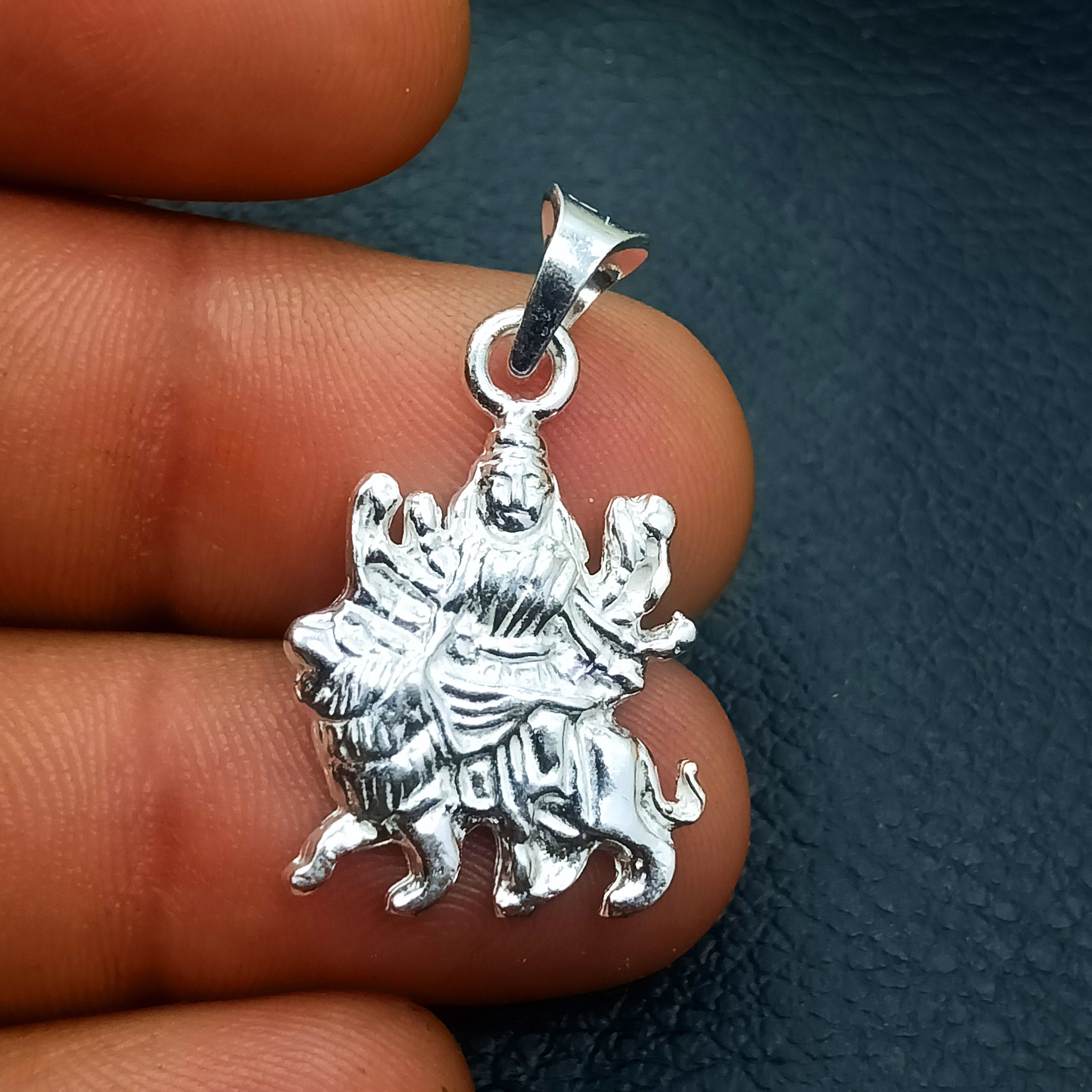 Goddess Durga Maa Silver Pendant, Durga Maa Locket for Men and Women ...