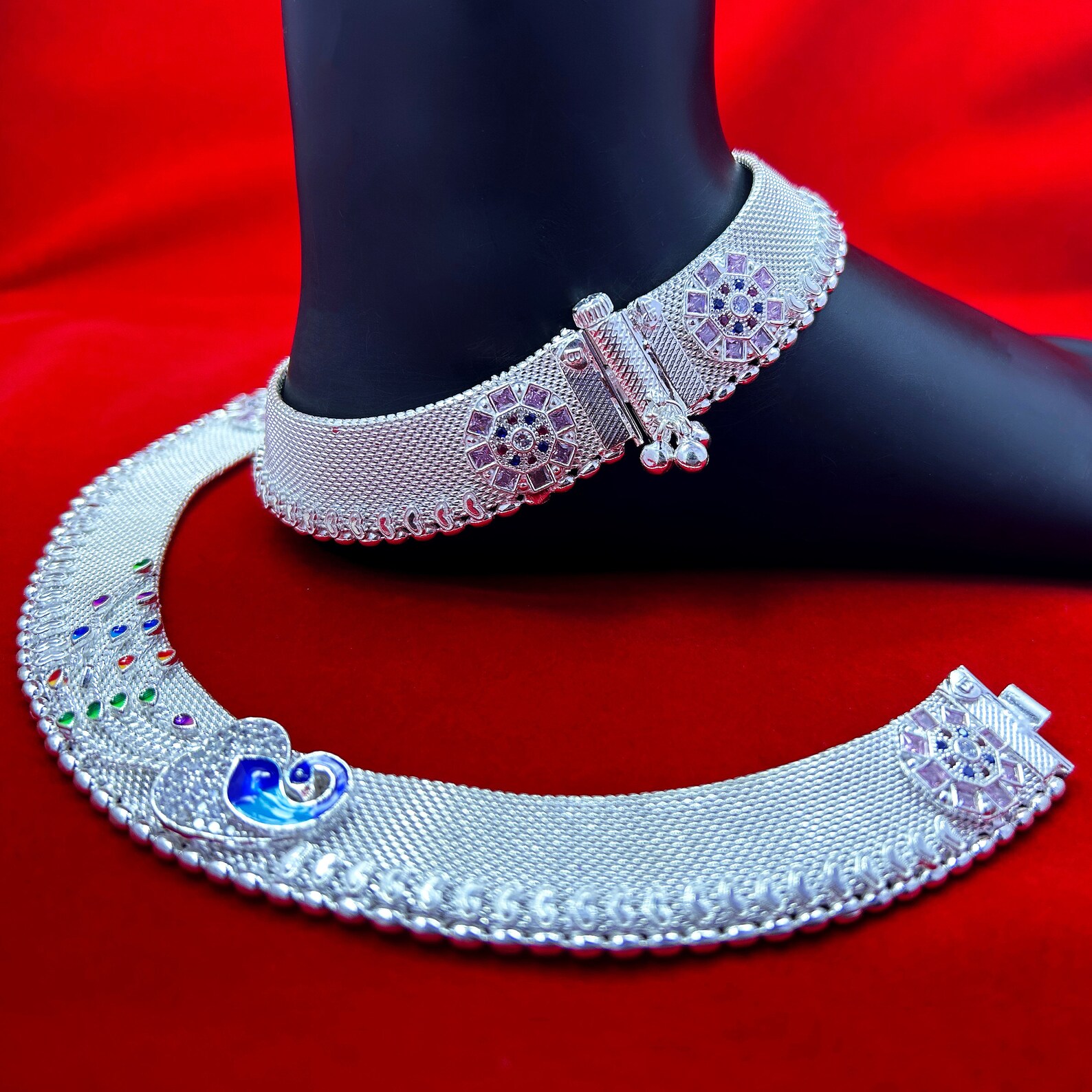 Pure Silver Anklet, Best Brides Ankle Jewelry, Heavy Bridal Screw Payal ...