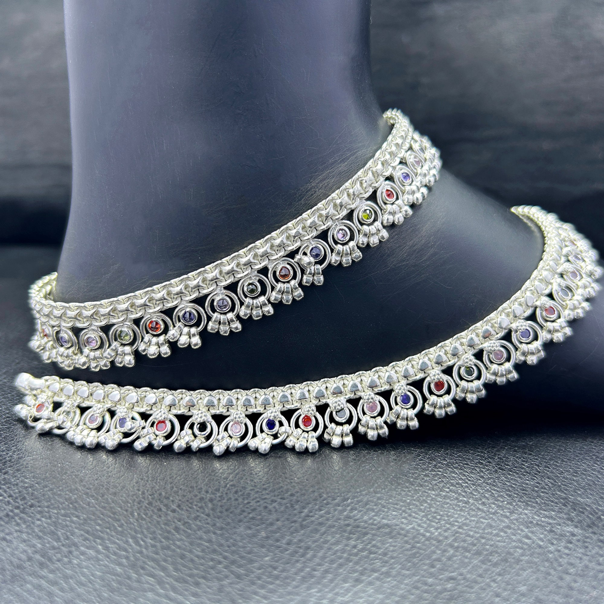 Indian Bridal Payal Pure Silver Anklet 84.25 Gram 10 Silver Traditional Anklet - Etsy