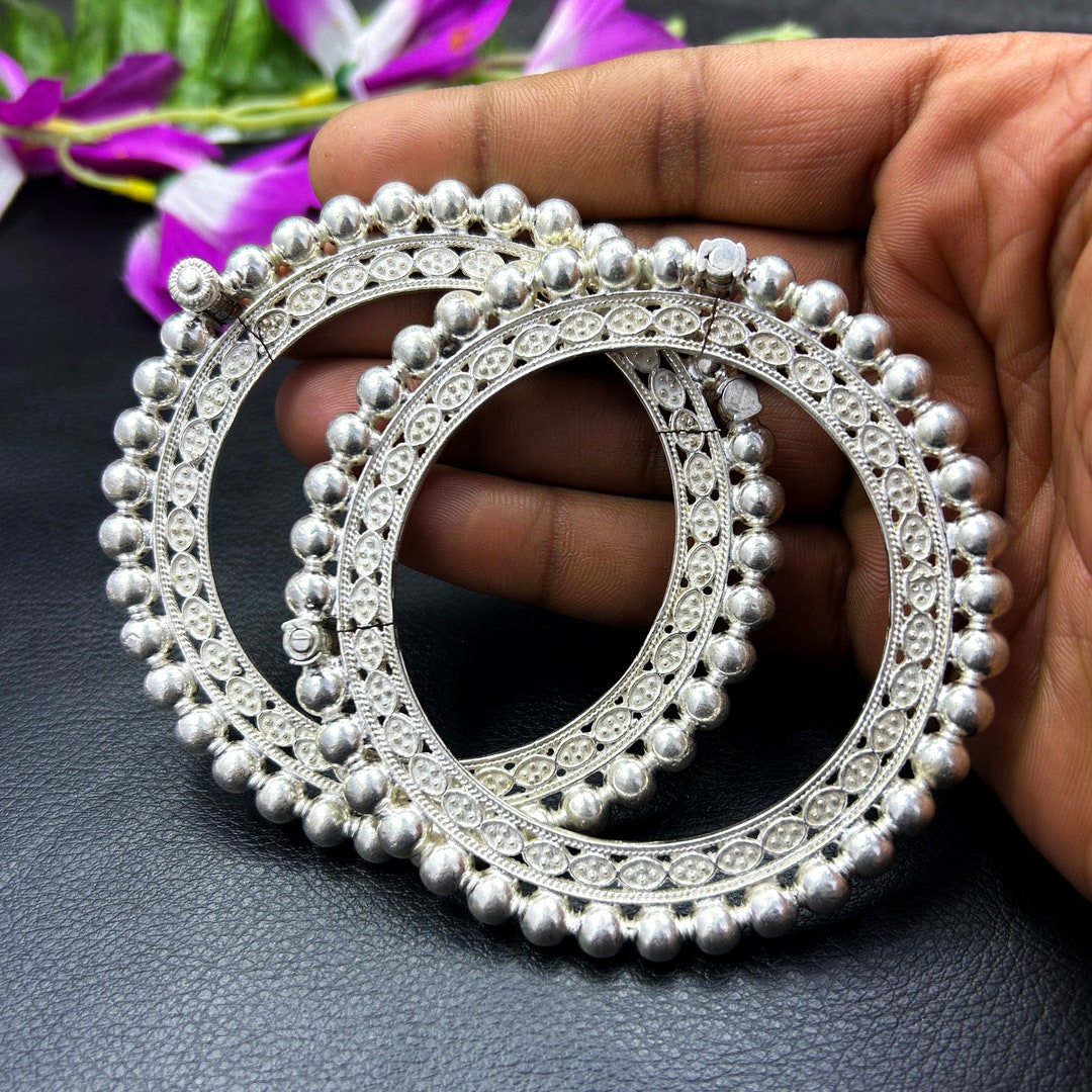 Antique Silver Kada Bangle Rajasthani Bangdi Kangan Wedding Bridal Gift ...