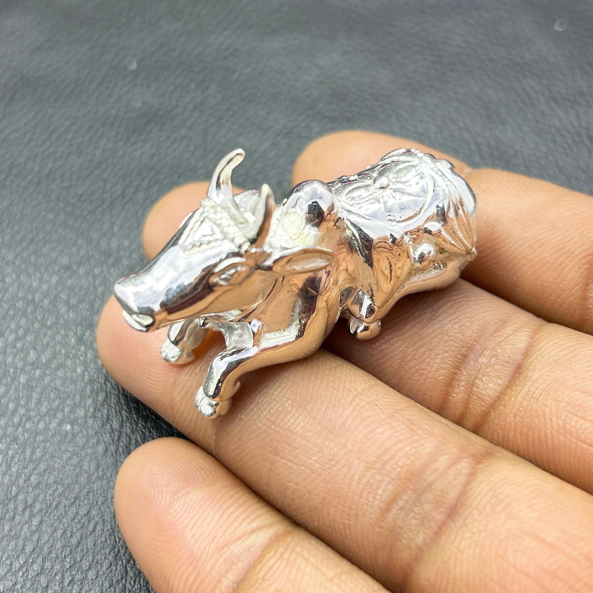 Lord Shiva Vahan Nandi Maharaj Solid 925 Sterling Silver Handmade ...