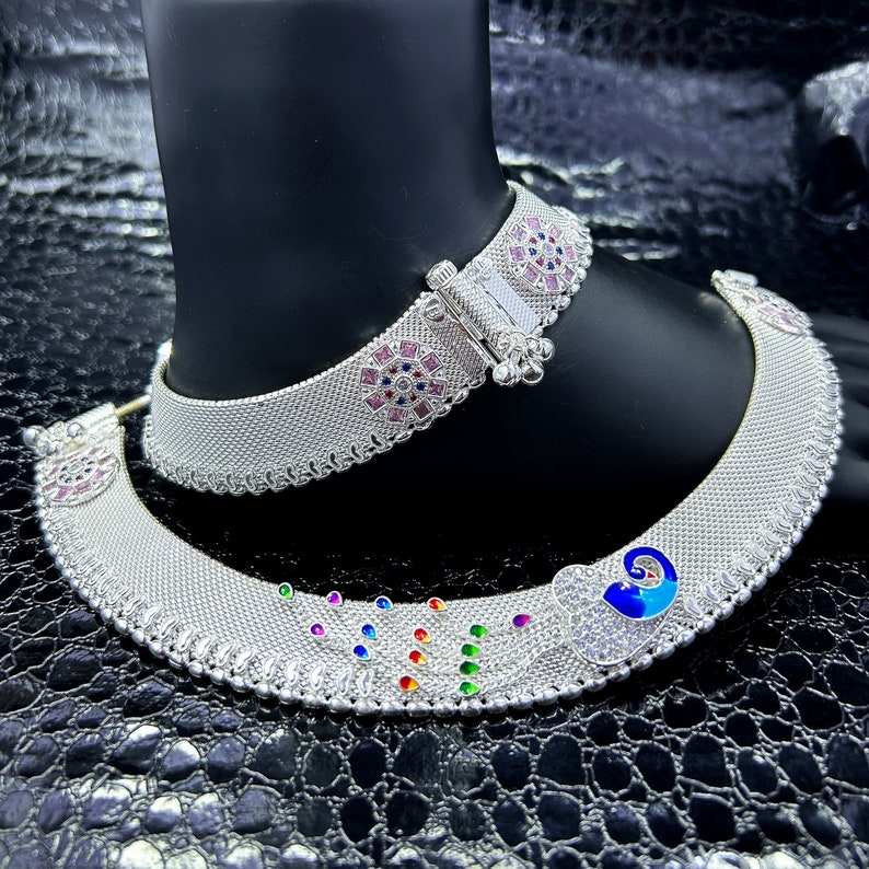 Pure Silver Anklet, Best Brides Ankle Jewelry, Heavy Bridal Screw Payal ...