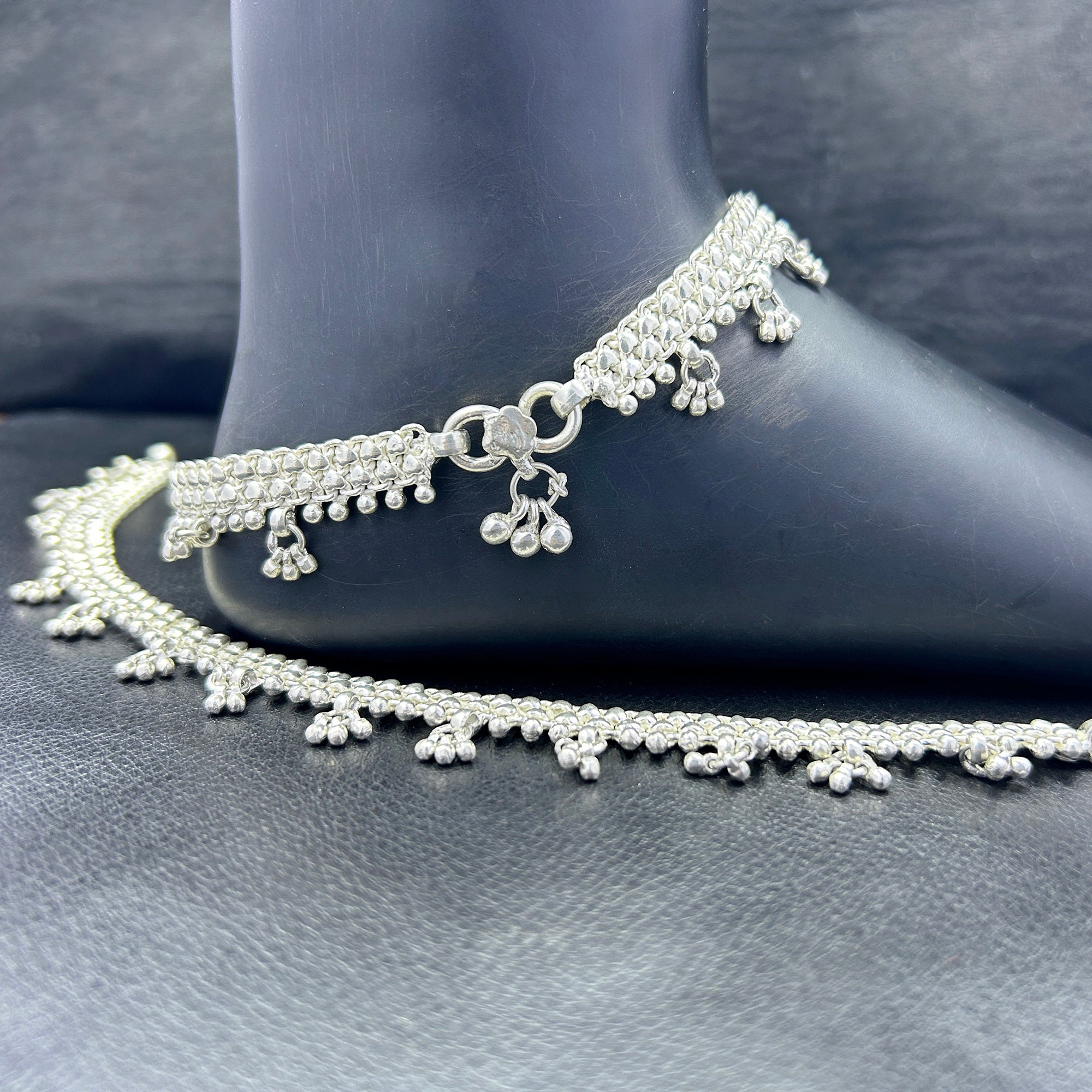 BIS Hallmarked Silver Anklet, Anklet With Bells, Tendy Indian Anklet ...