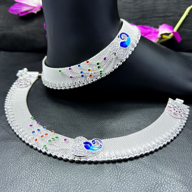 Pure Silver Anklet, Best Brides Ankle Jewelry, Heavy Bridal Screw Payal ...