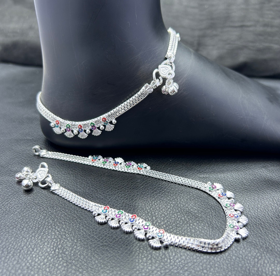 925 Sterling Silver Anklet, Designer Anklet, Handmade Silver Anklet ...
