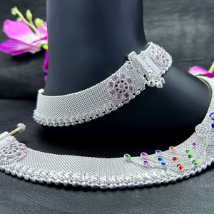 Pure Silver Anklet, Best Brides Ankle Jewelry, Heavy Bridal Screw Payal ...