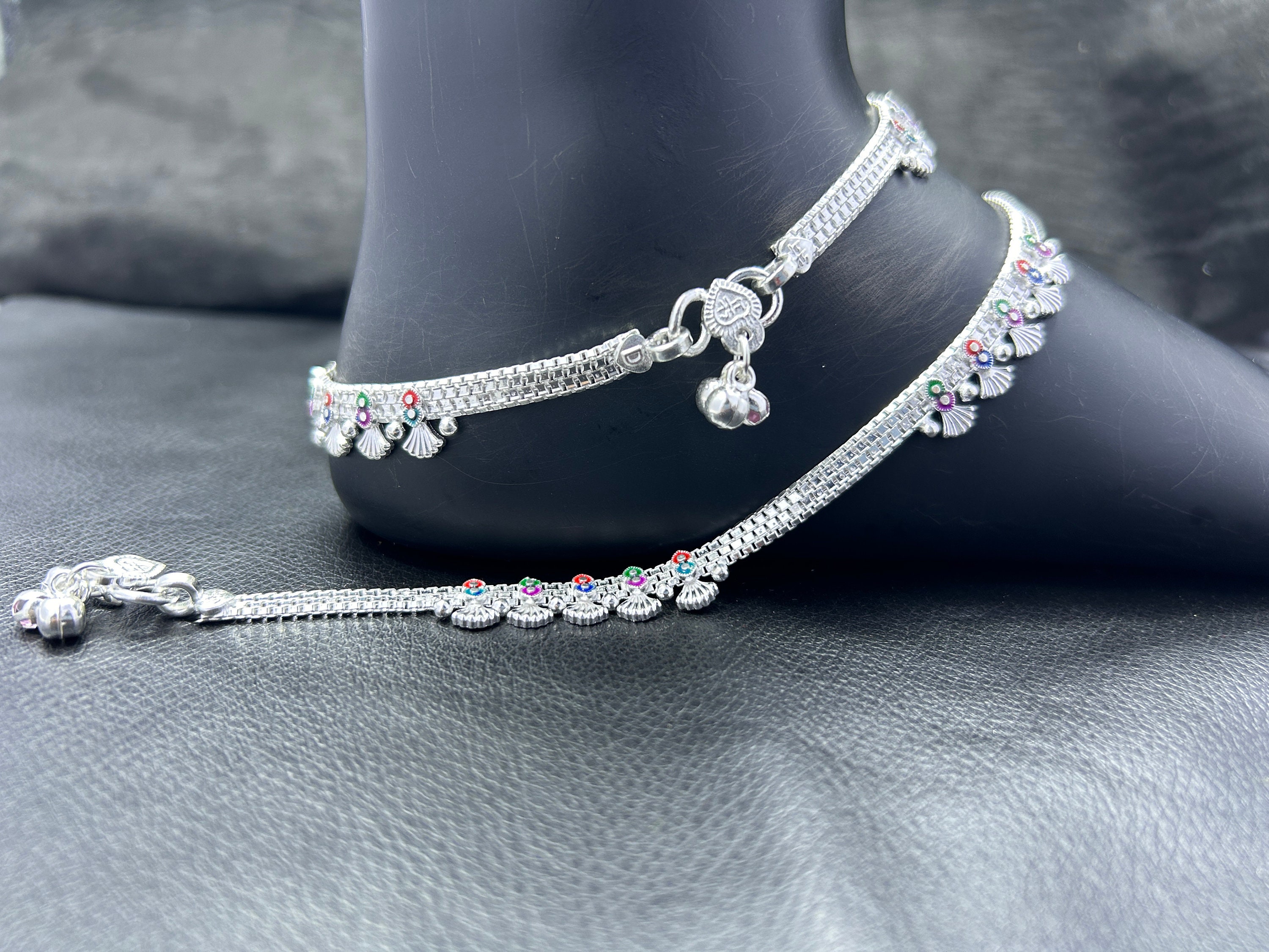 925 Sterling Silver Anklet, Designer Anklet, Handmade Silver Anklet ...