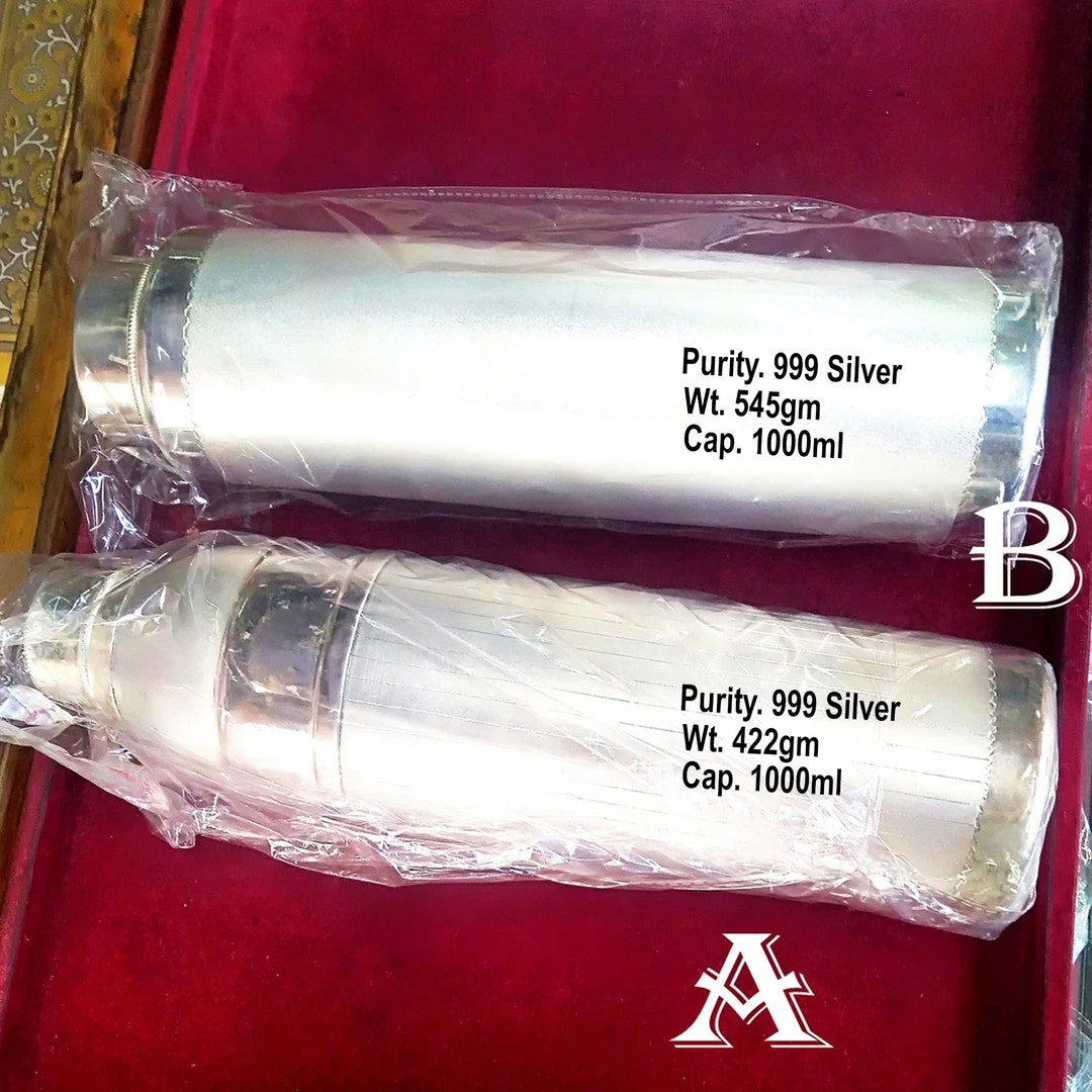 Pure Silver Water Bottle, Handmade Silver Bottle, Drinking Water Silver ...
