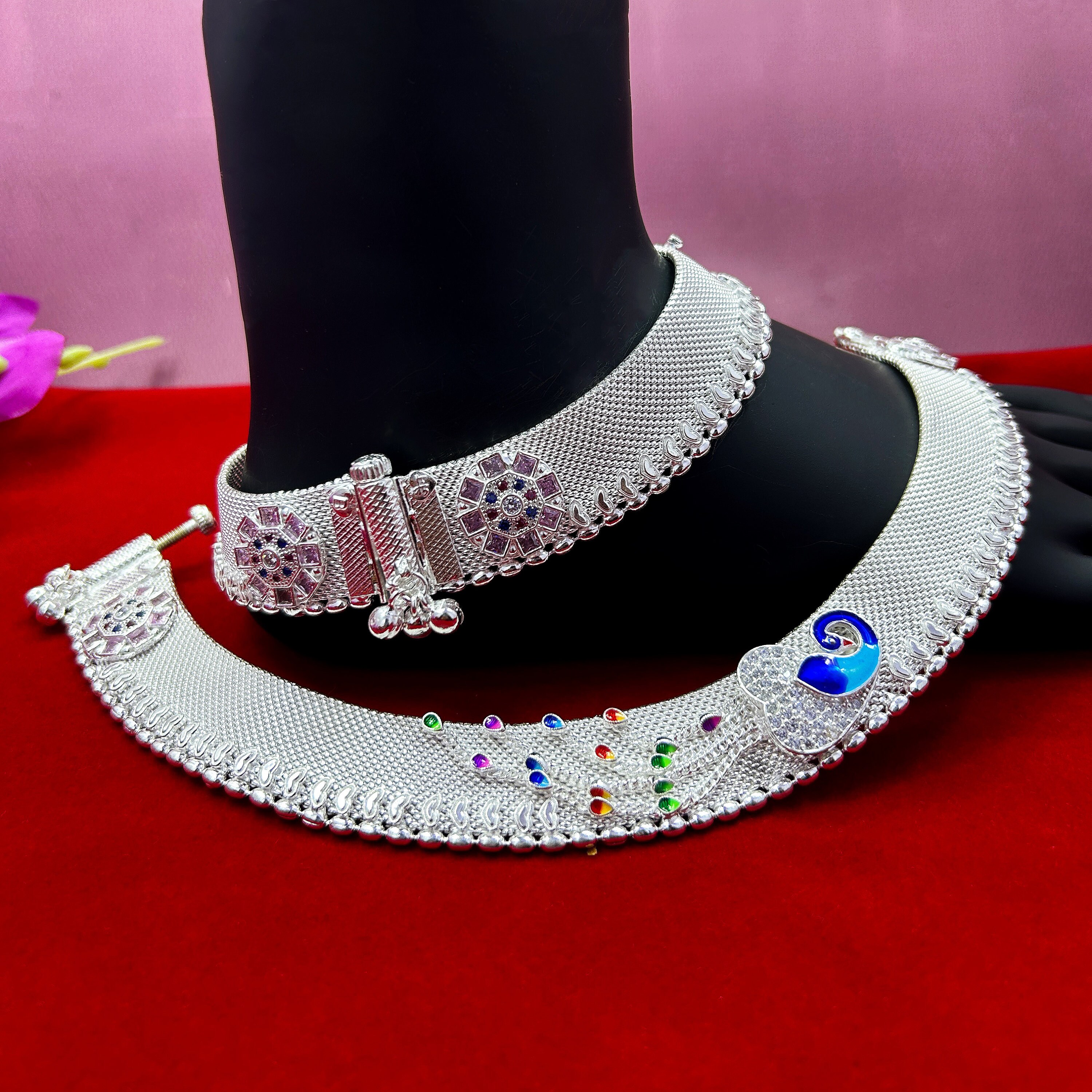 Pure Silver Anklet, Best Brides Ankle Jewelry, Heavy Bridal Screw Payal ...