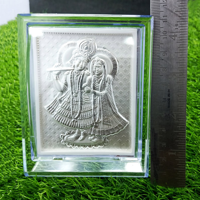 999 Pure Silver Radha Krishna Photo Frame, Silver Metal Photo Frame ...