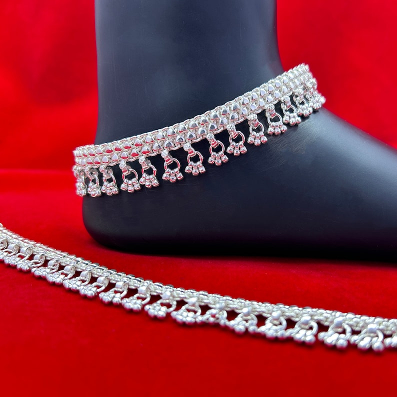 Indian Bridal Payal Pure Silver Anklet 103 Grams 10 Inches - Etsy