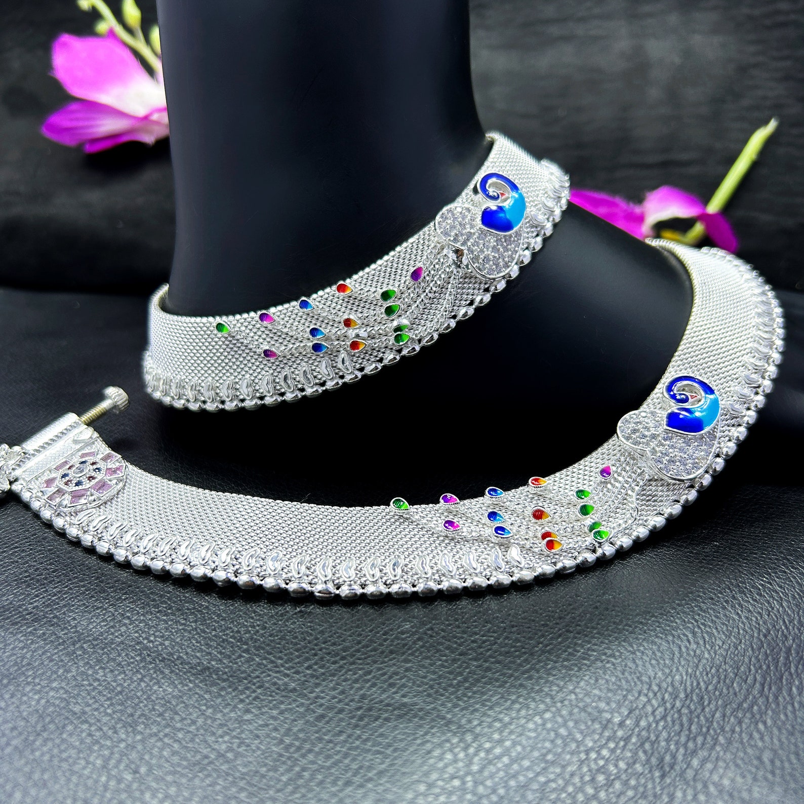 Pure Silver Anklet, Best Brides Ankle Jewelry, Heavy Bridal Screw Payal ...